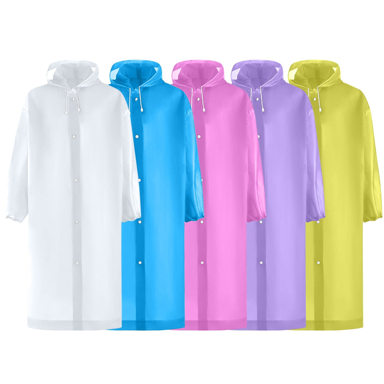 Hvyesh Rain Poncho Raincoats for Adult Reusable -5 Pack EVA Waterproof ...