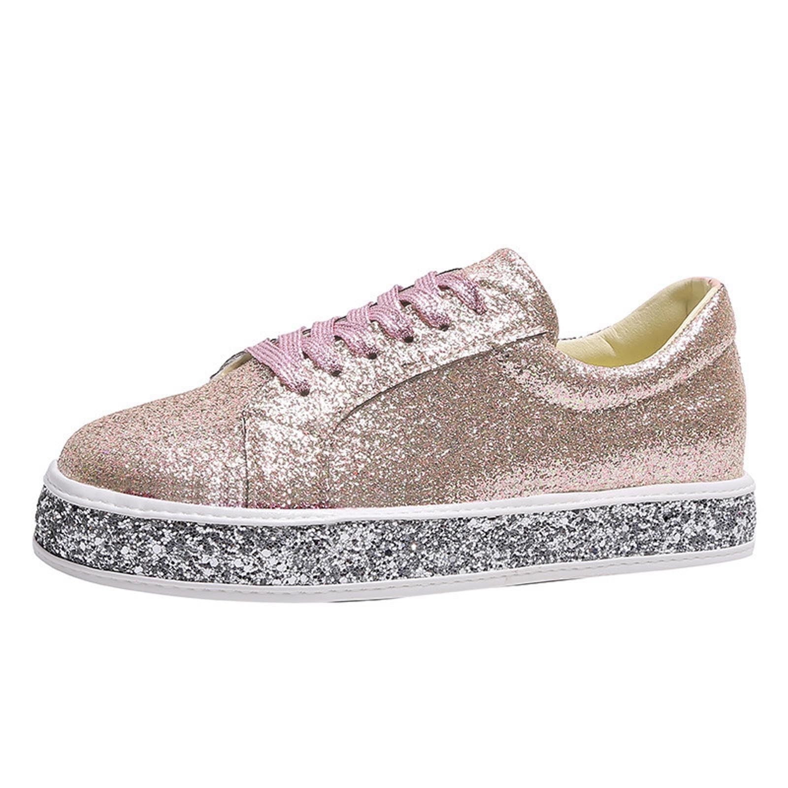 Hvyesh Rhinestone Sneakers for Women, Glitter Sparkle Tennis Shoes ...