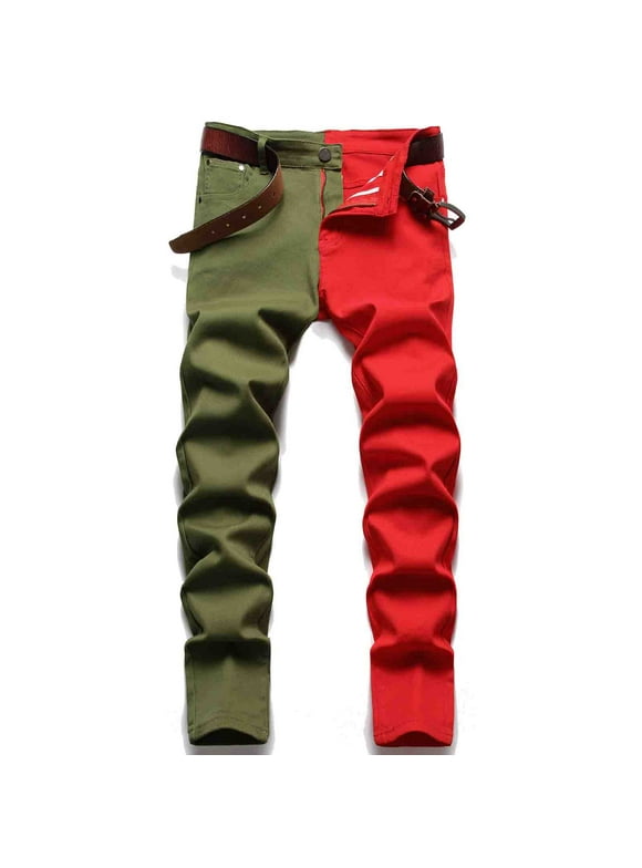 Color Block Jeans Men
