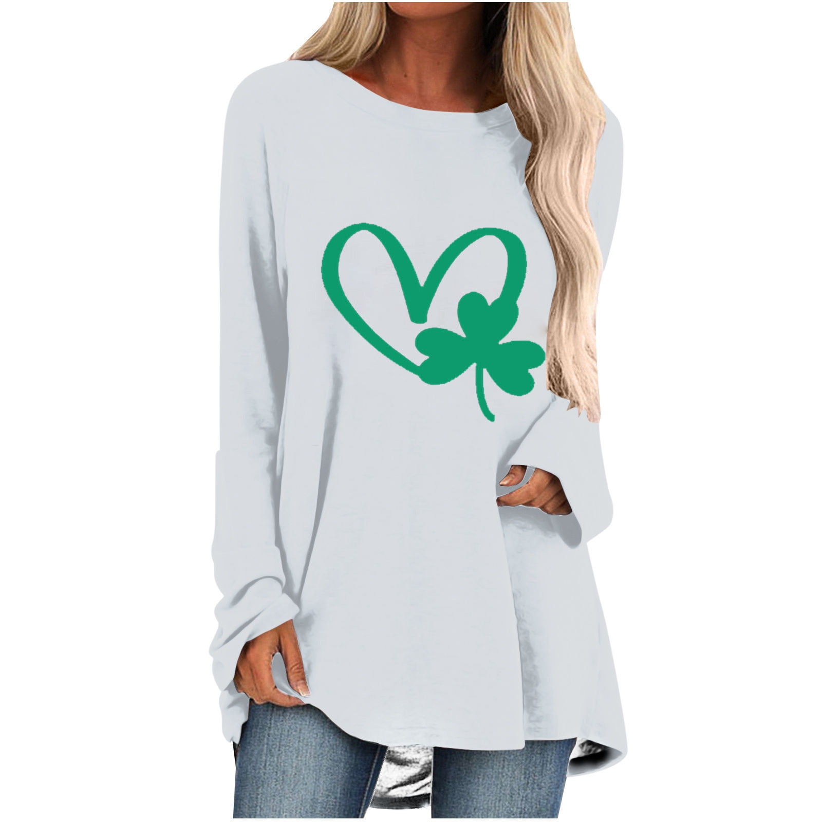 Hvyesh St. Patrick's Day Funny Tops for Women Long Sleeve T Shirt ...