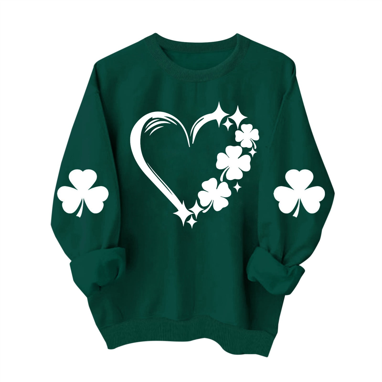 Hvyesh St Patricks Day Sweatshirt Women Shamrock Heart Shirts Irish