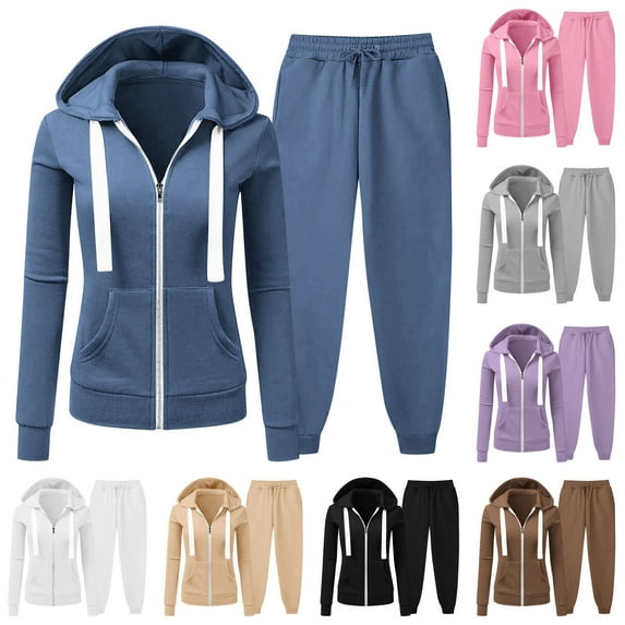 Hvyesh Sweatsuits Women 2 Piece Outfit Full Zip Hoodie Sweatshirt and ...