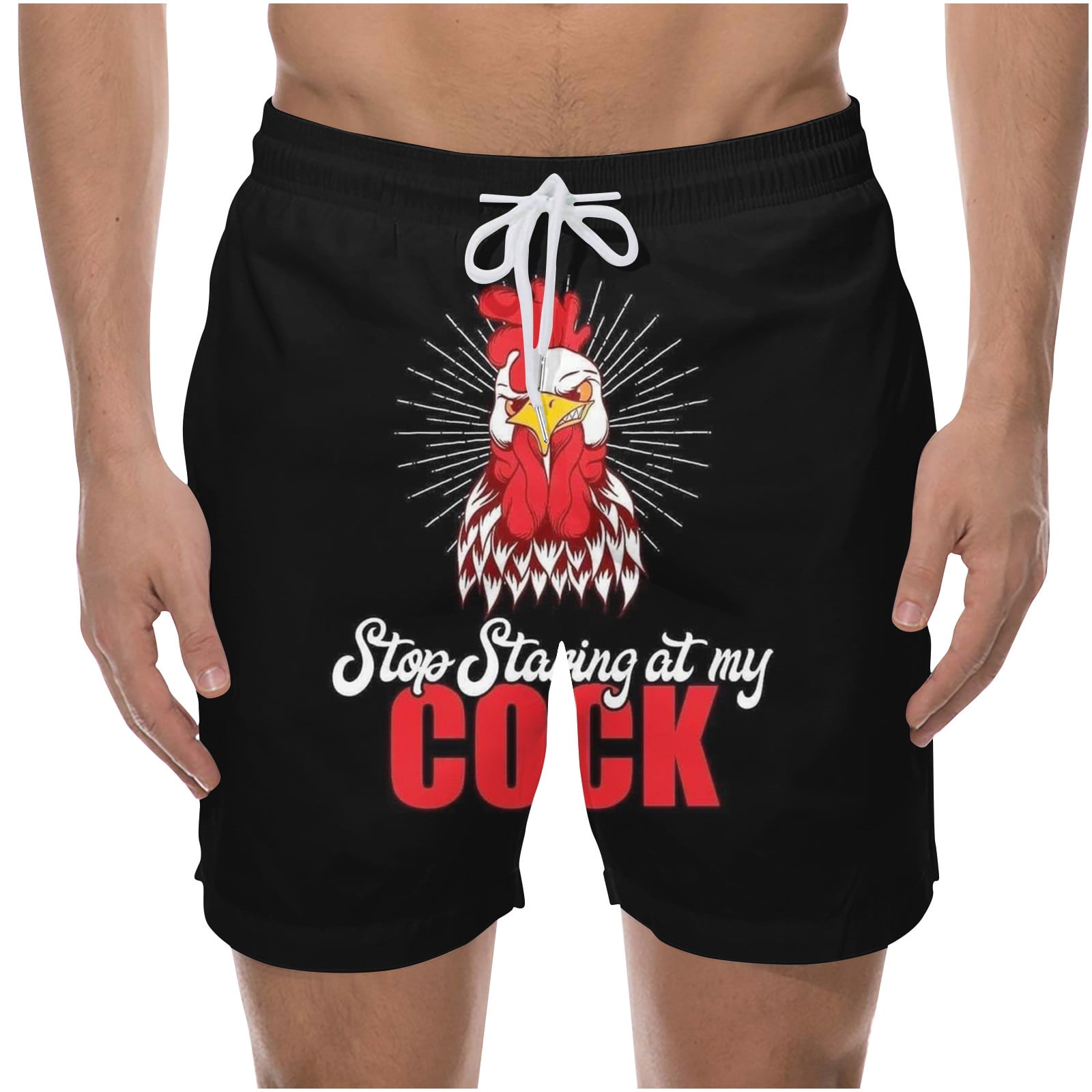 Hvyesh Swimming Trunks For Men Funny Cock Print Beer Festival Beach