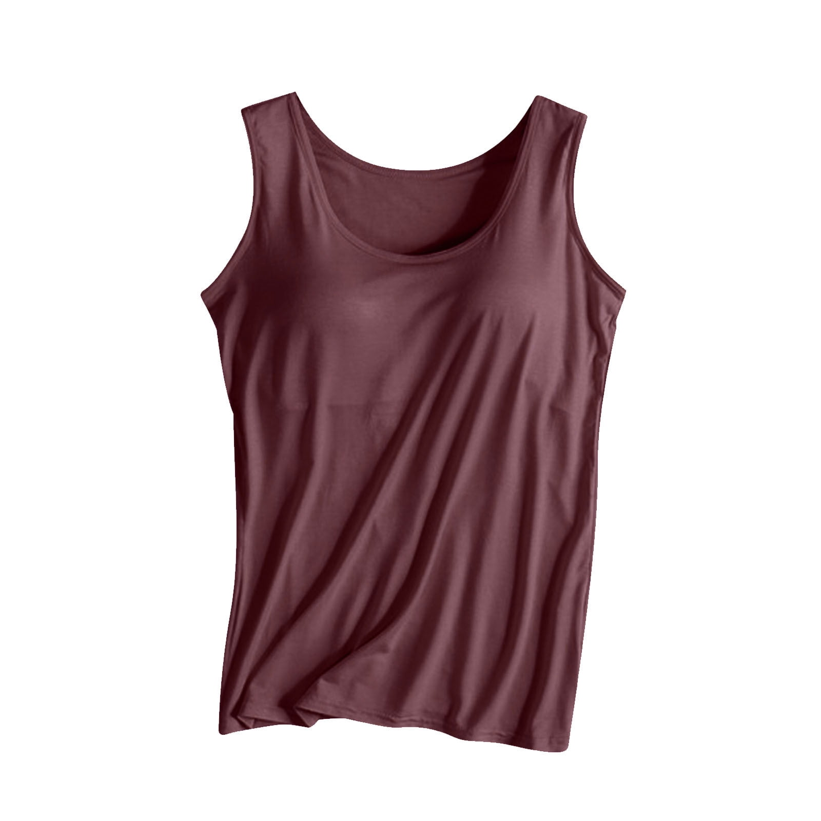 Hvyesh Tank top with Bra,Women Round Neck Tank top with Padded Chest ...