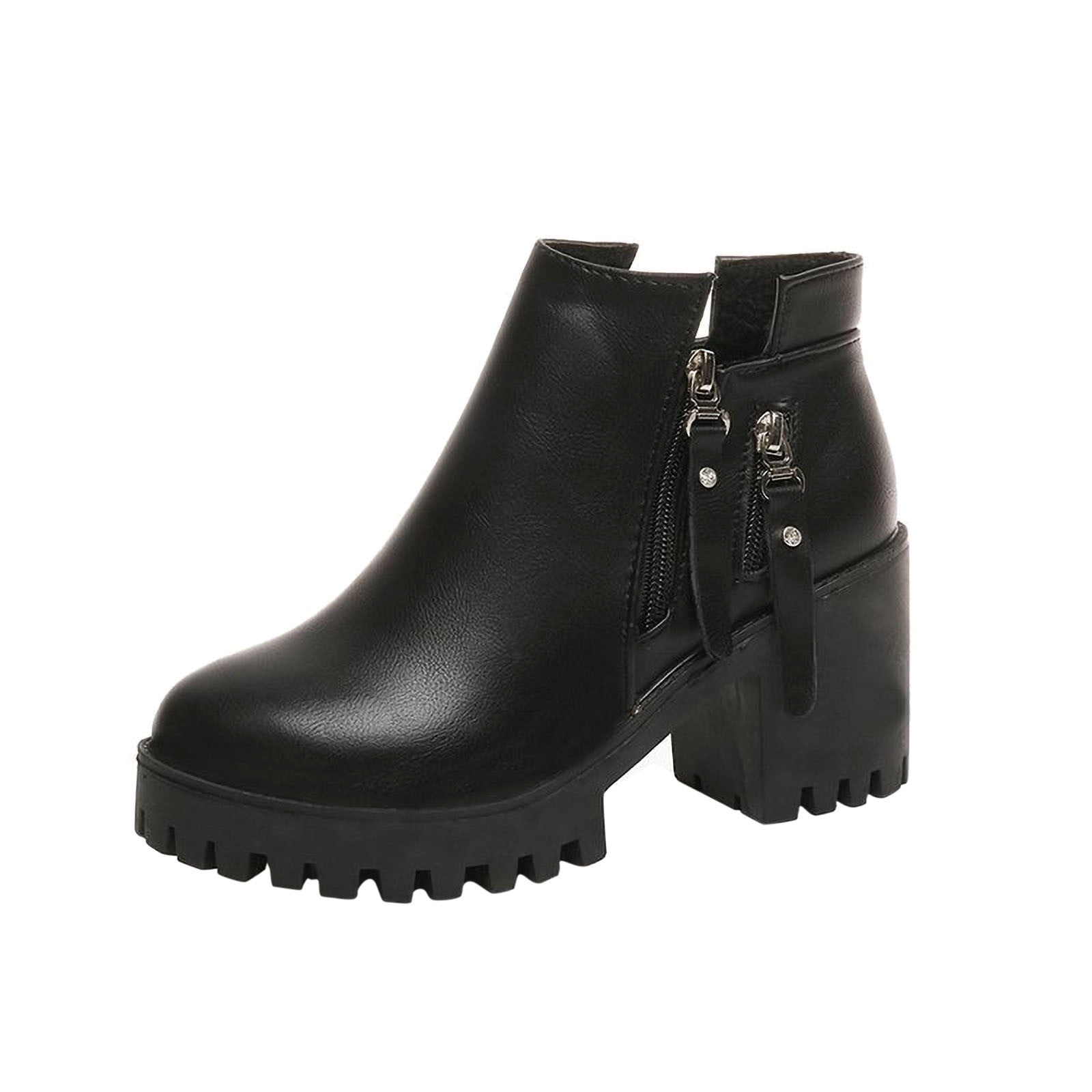 Hvyesh Thick Soled Boots for Women, Heeled Combat Boots Chunky Heel ...