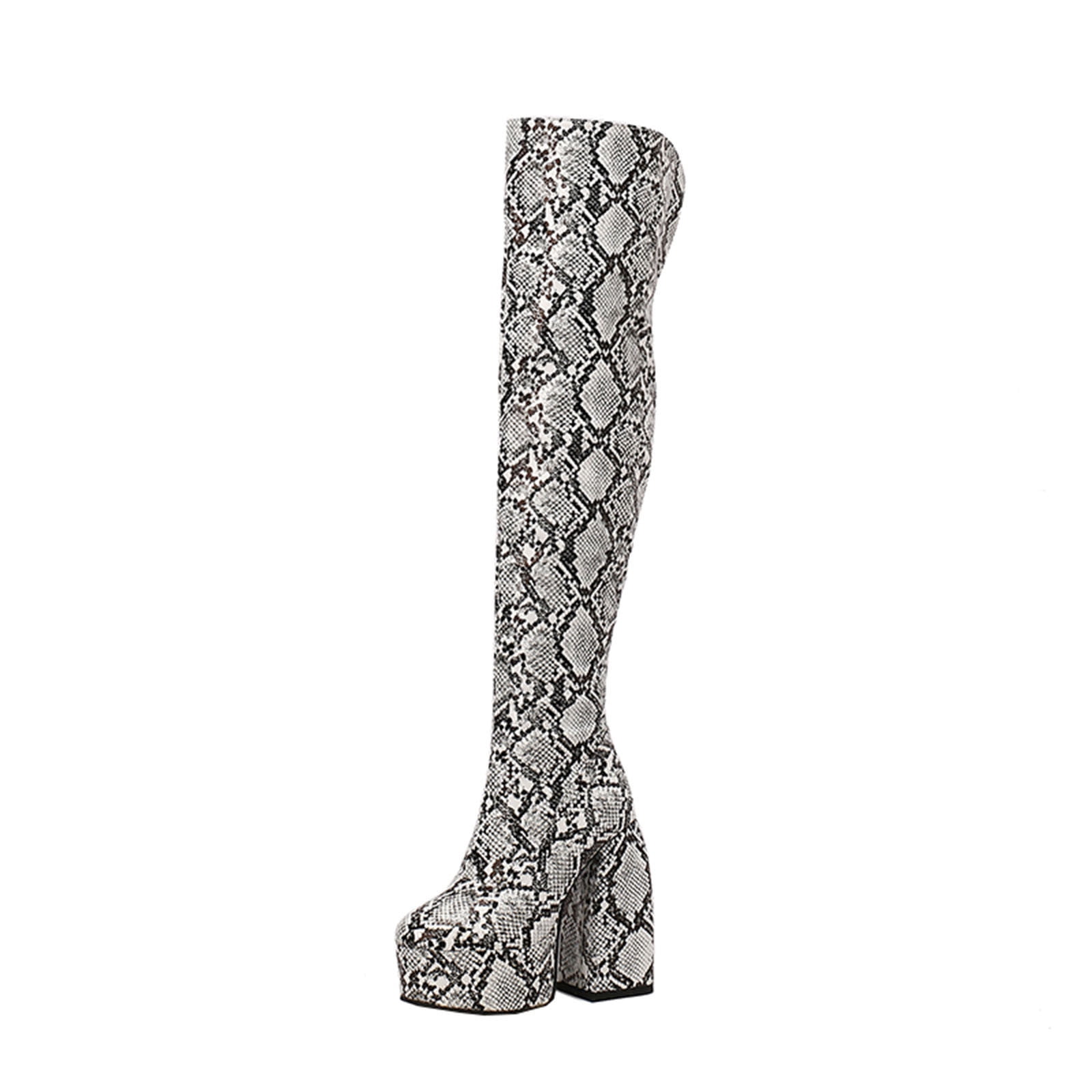 Hvyesh Thigh High Boots for Womens Over The Knee Patform Chunky Heel ...