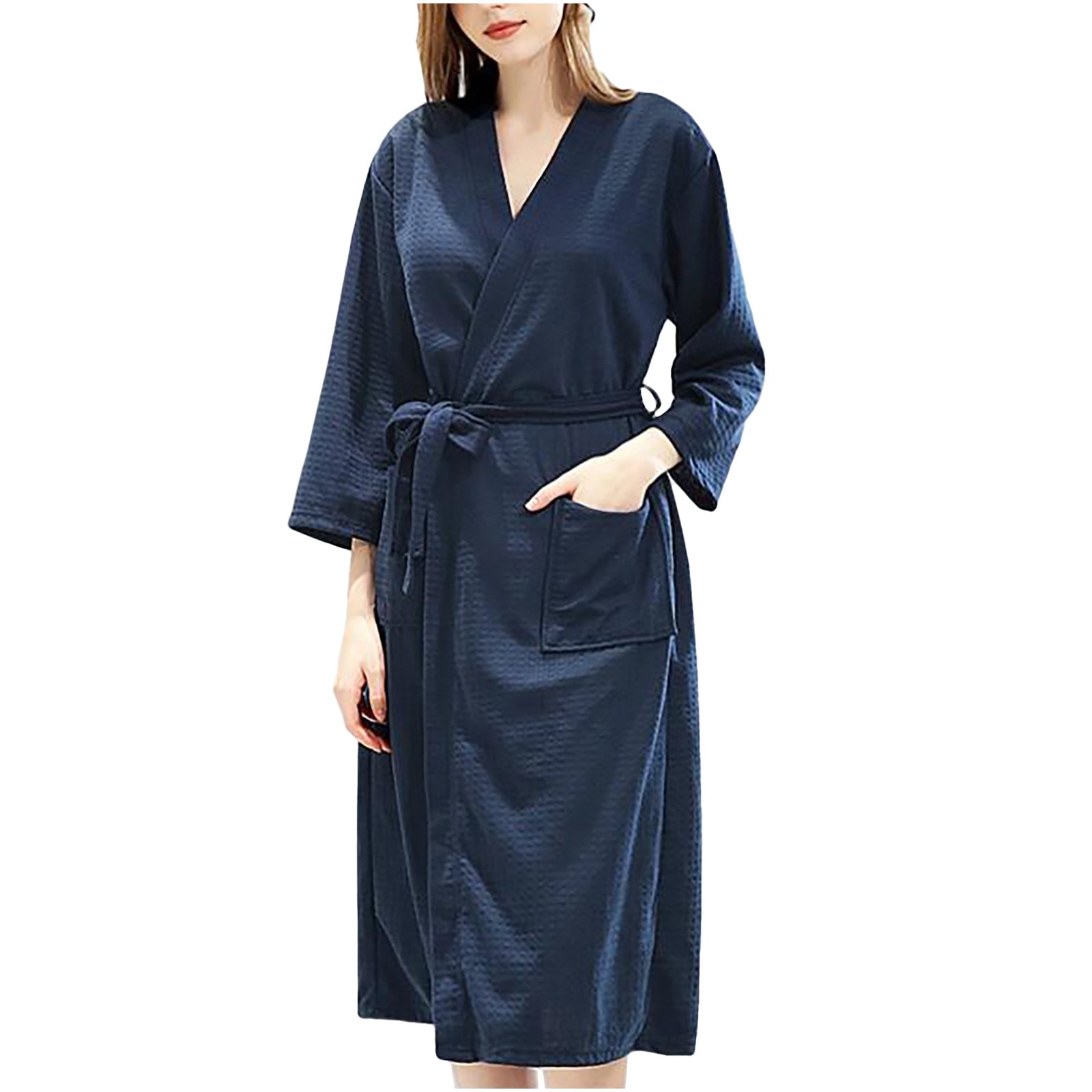 Hvyesh Waffle Knit Kimono Spa & Bath Robes for Women Men Bathrobe ...