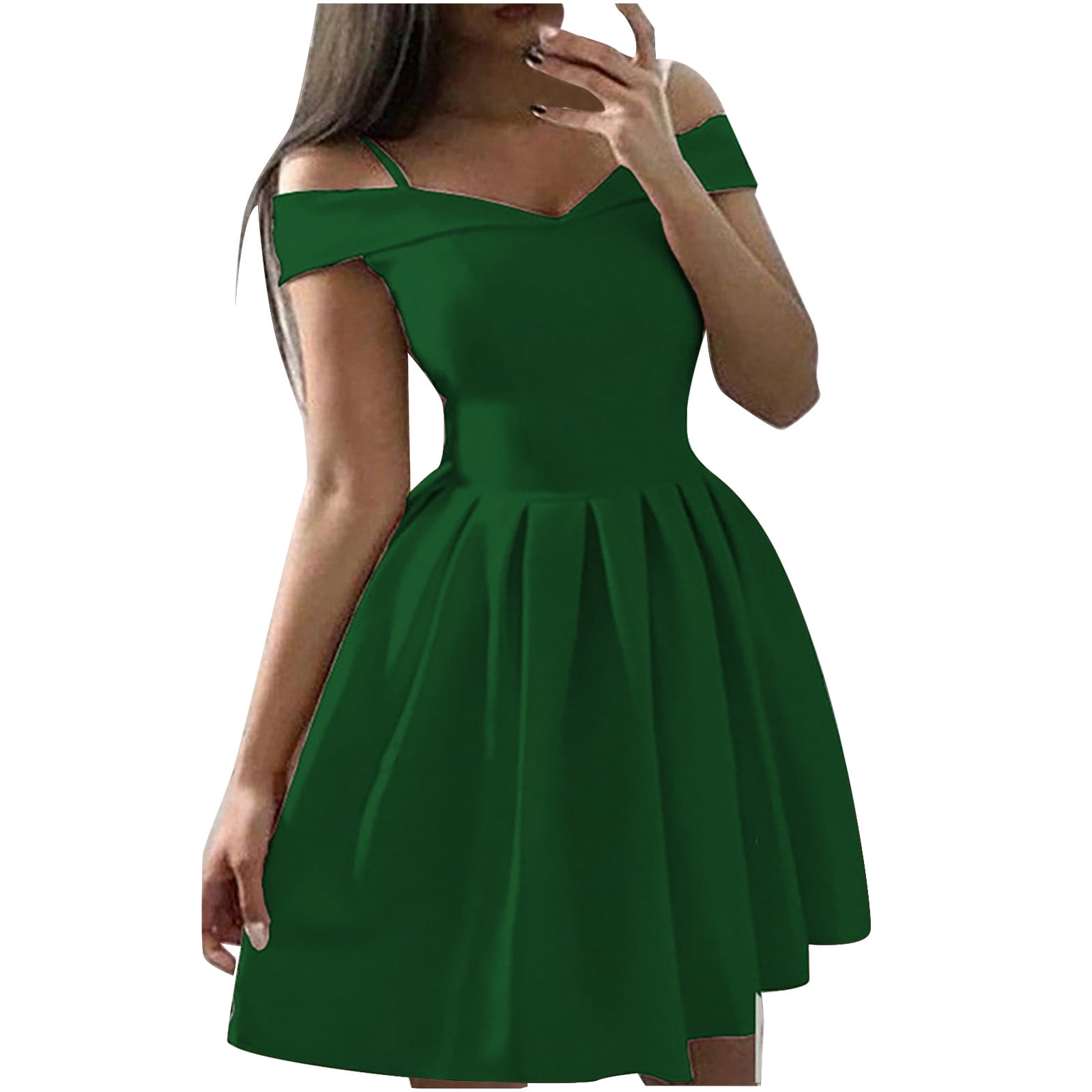 Hvyesh Women Prom Mini Dresses Cute Cold Shoulder V Neck Princess ...
