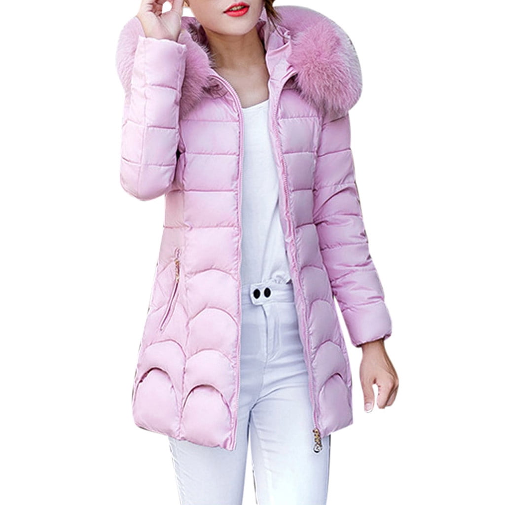 Hvyesh Women Long Hooded Comfy Quilted Winter Puffer Coat, Faux Fur ...