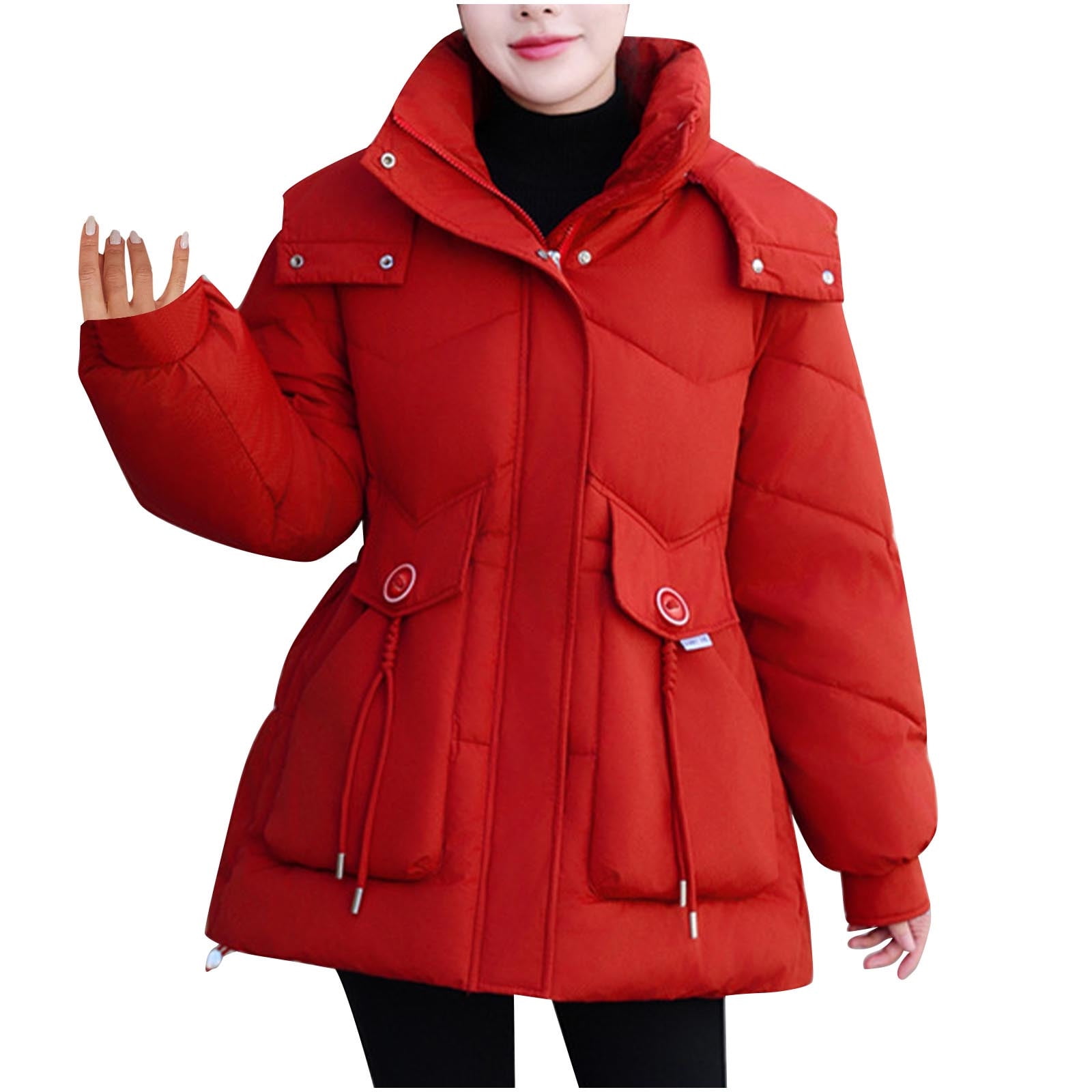 Hvyesh Women Puffer Jackets Winter Warm Parka Puffer Jacket Long Sleeve ...