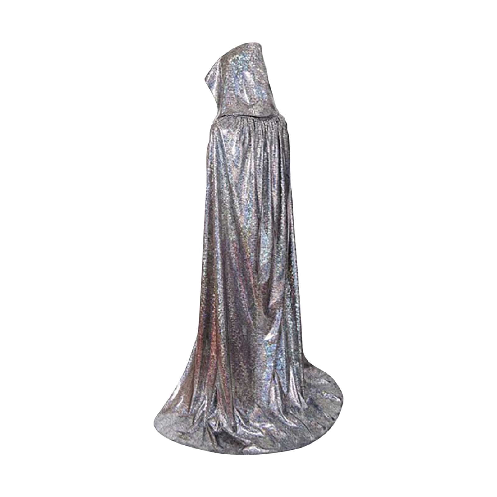 Hvyesh Women Sequin Cape Shiny Hooded Cape Full Length Glitter Cloak ...