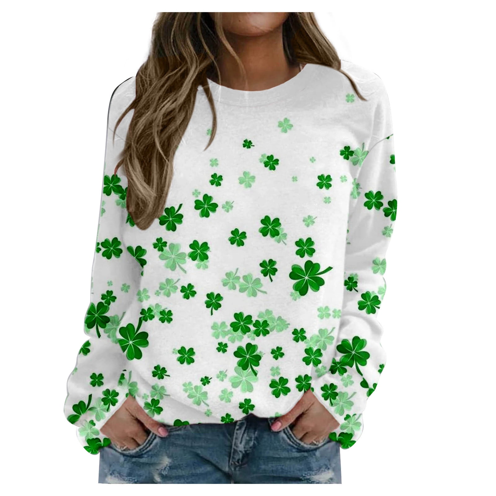 Hvyesh Womens Four Leaf Clover Heart Saint Patricks Day Irish Shamrock