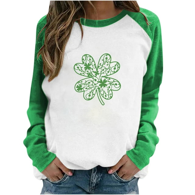 Hvyesh Womens Four Leaf Clover Heart Saint Patricks Day Irish Shamrock