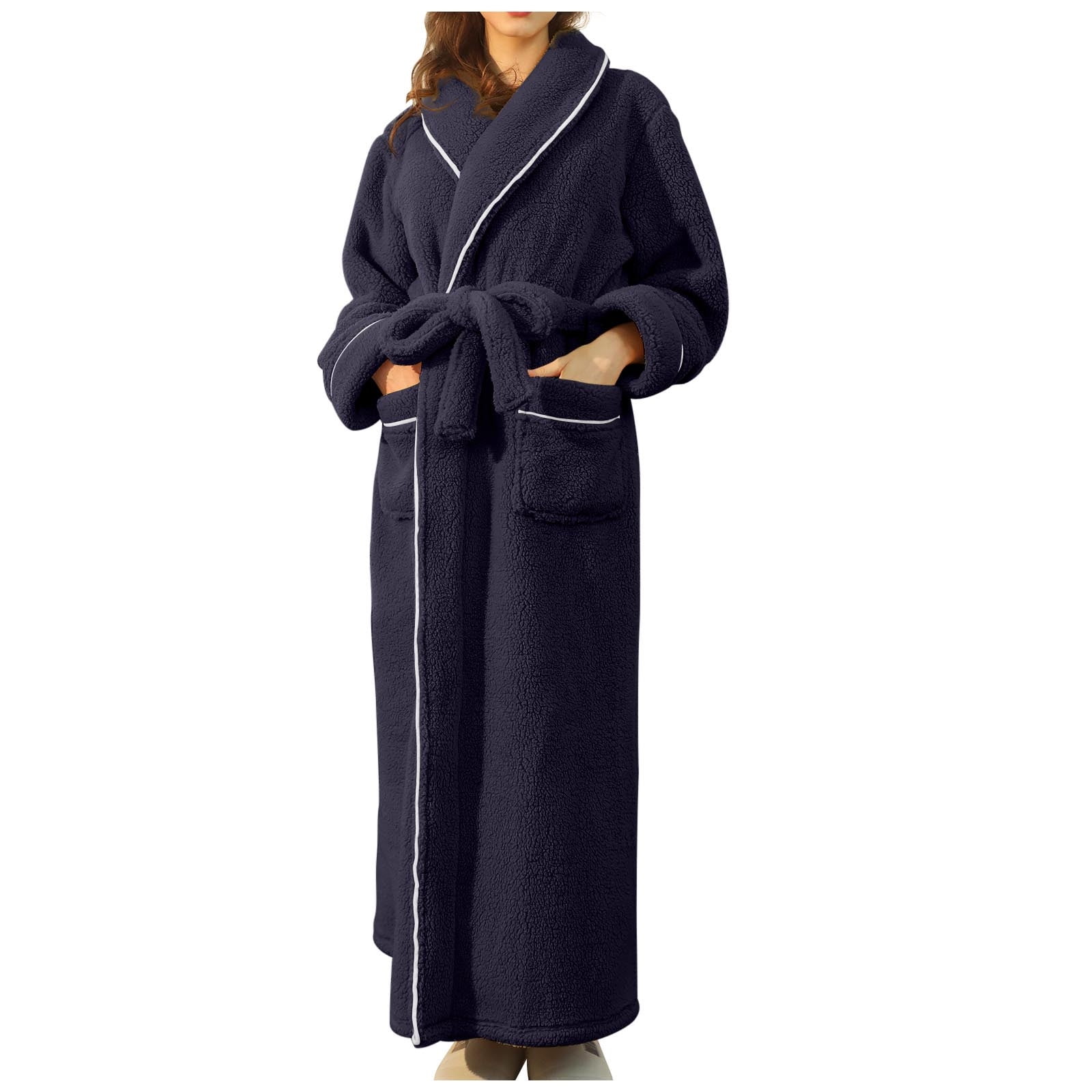 Hvyesh Womens Plush Fleece Robe, Flannel Fleece Bathrobe for Womens ...