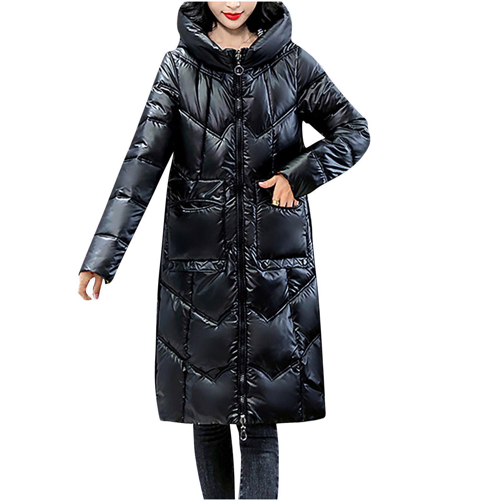 Hvyesh Womens Water-Resistant Hooded Puffer Coat Winter Long Hooded ...