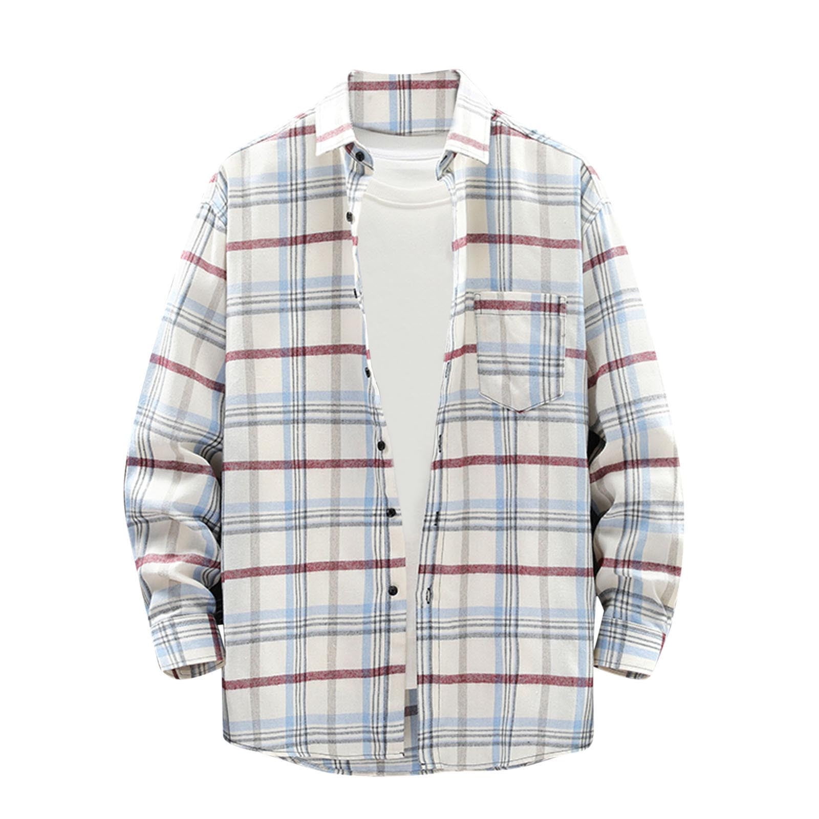 Hvyesh Work Shirts for Men Big and Tall Plaid Tshirt Casual Button Down ...