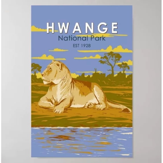 Hwange National Park Zimbabwe Travel Art Vintage Poster Home Decor ...