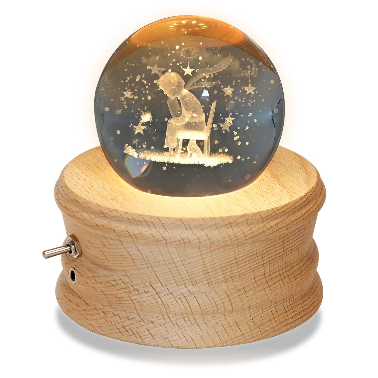 Hwawhin 3D Crystal Ball Music Box with Projection LED Light and ...