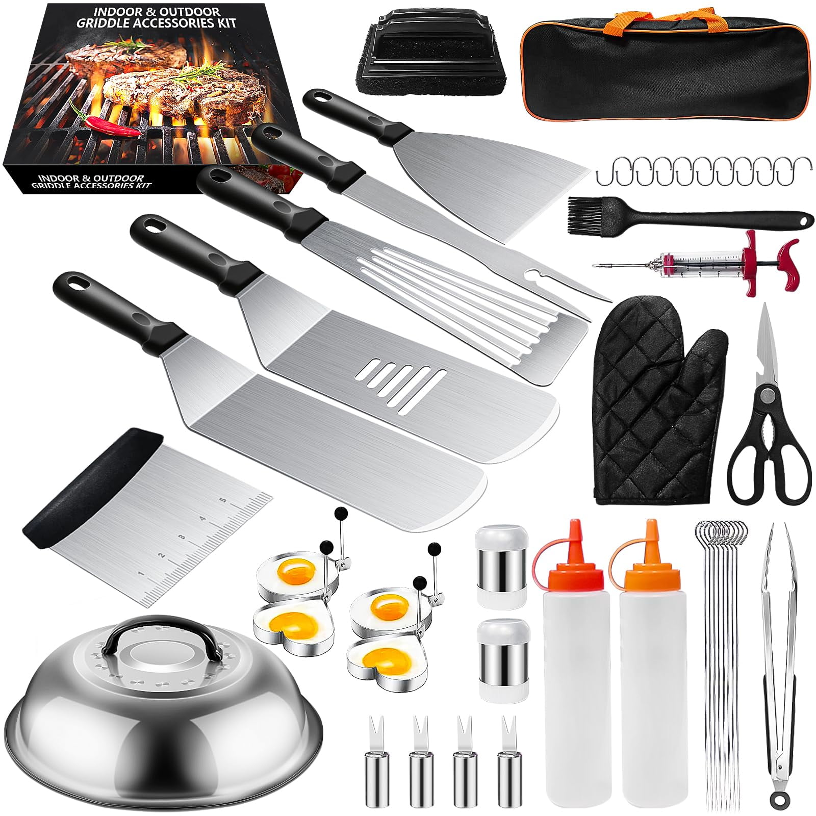Hwawhin 45PCS Griddle Accessories Kit, Flat Top Grill Accessories Set ...