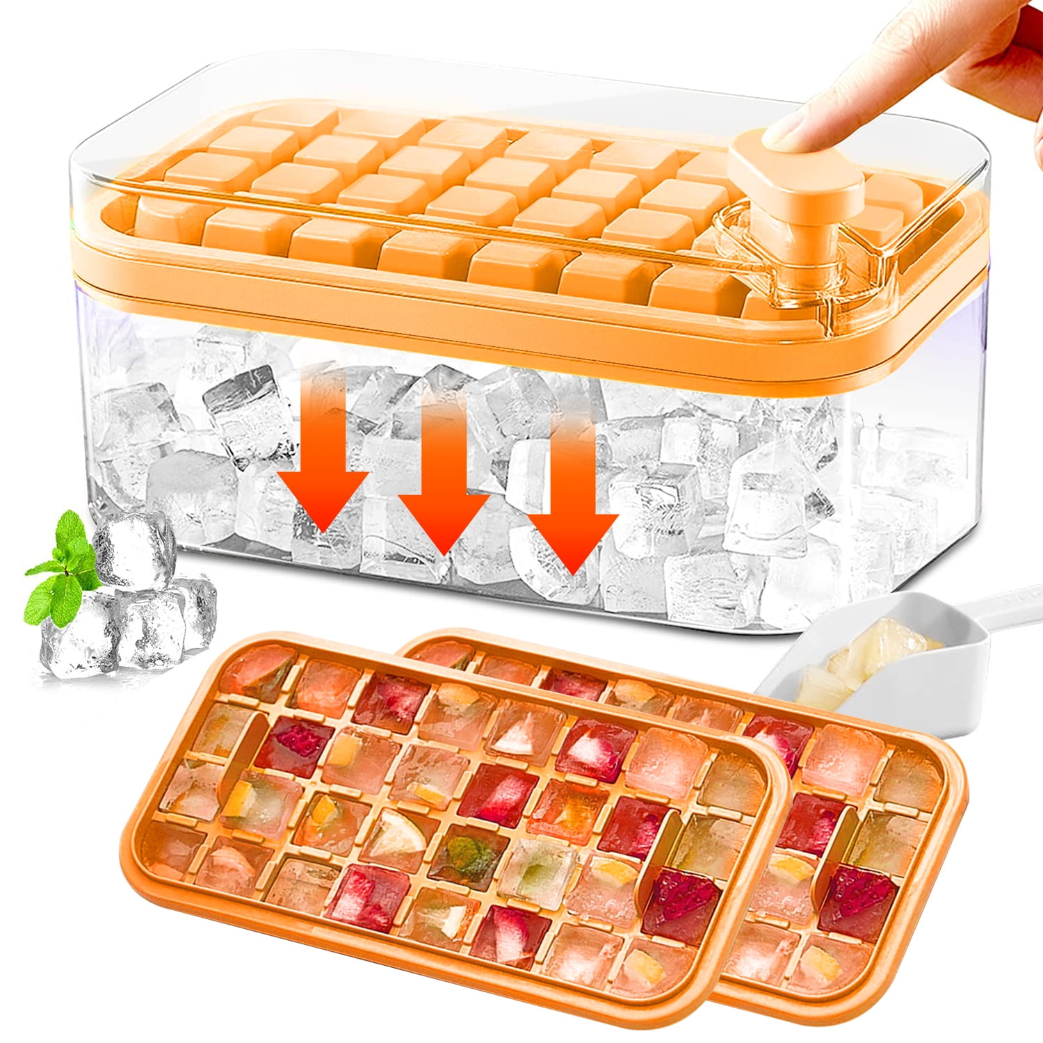 Hwawhin 64PCS Ice Cube Tray, Ice Cube Trays for Freezer with 2 Trays ...