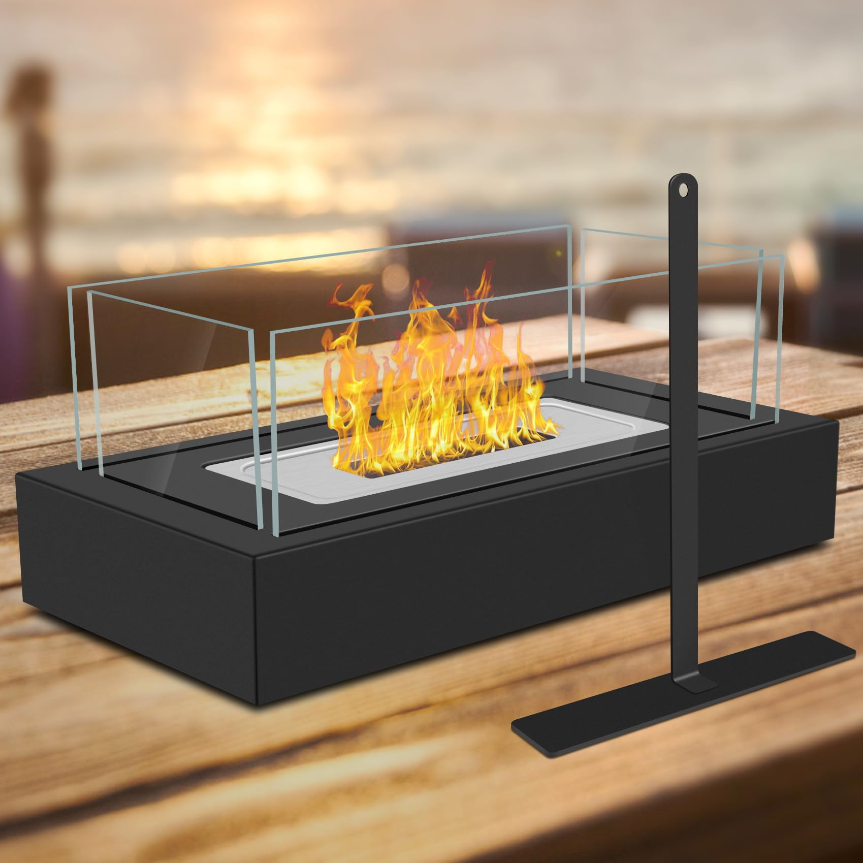 Hwawhin Tabletop Fire Pit Rectangular,Indoor Tabletop Fireplace Outdoor ...
