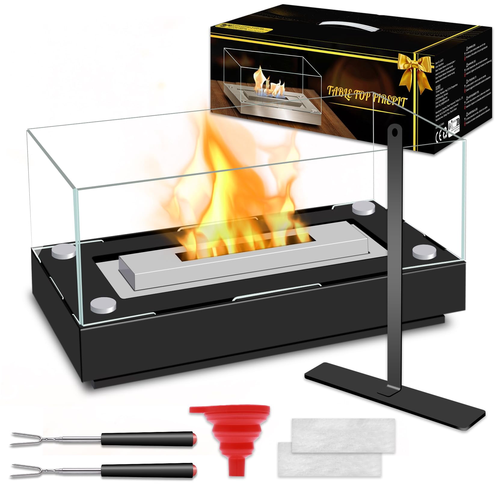 Hwawhin Tabletop Fire Pit Rectangular,Indoor Tabletop Fireplace Outdoor ...