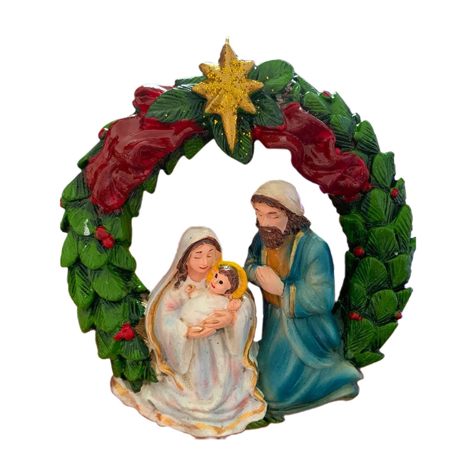 Hwkond Christmas Decor Hanging Nativity Scene Christmas Wreath Hanging ...