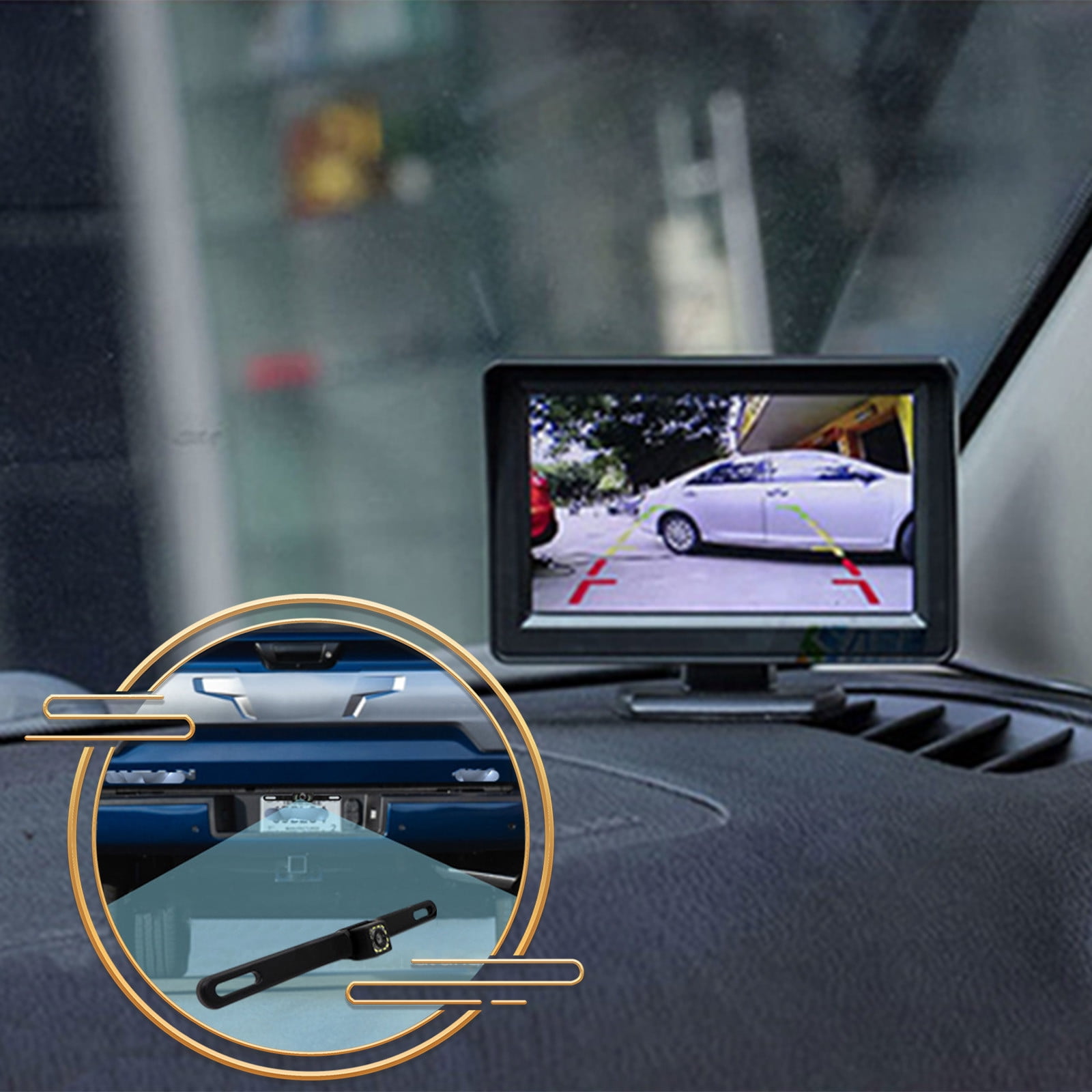 Hwkond Dash Cam Backup Camera Kit With 4.3 Inch,Rear View License ...