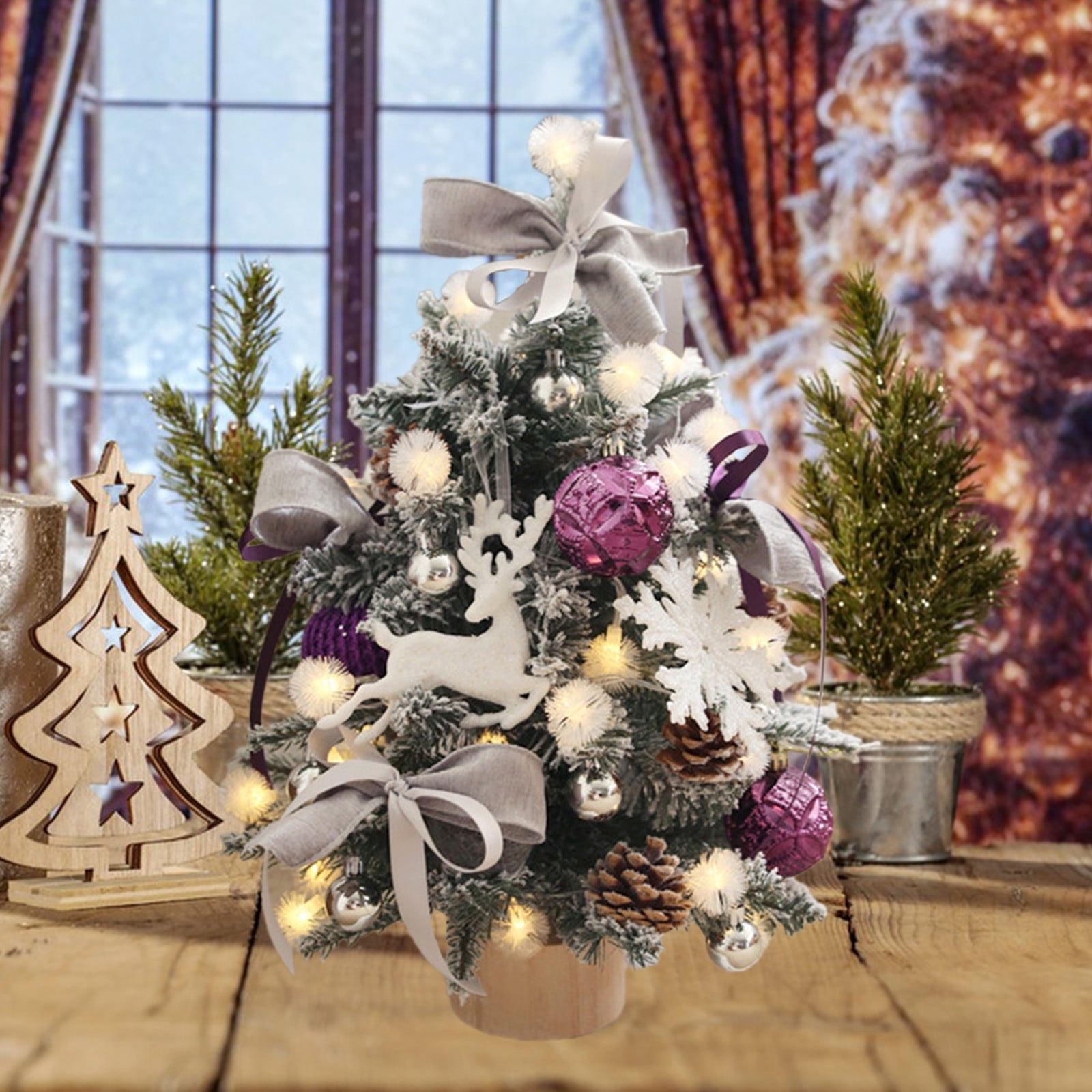 Hwkond Pre-Lit Artificial Christmas Tree 45CM Christmas Tree Set ...
