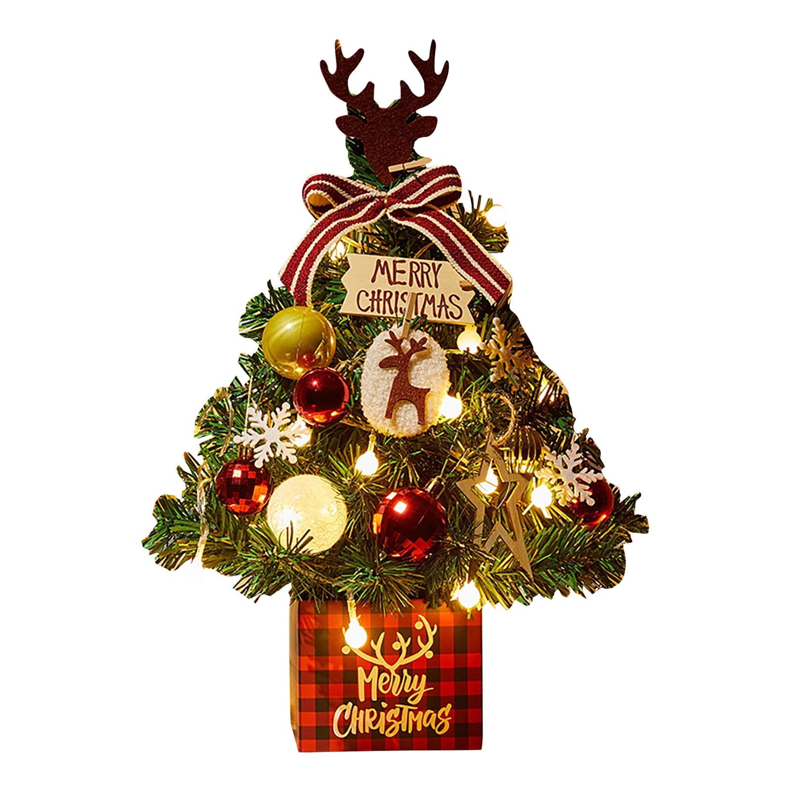 Hwkond Pre-Lit Artificial Christmas Tree Christmas Decorations, Small ...