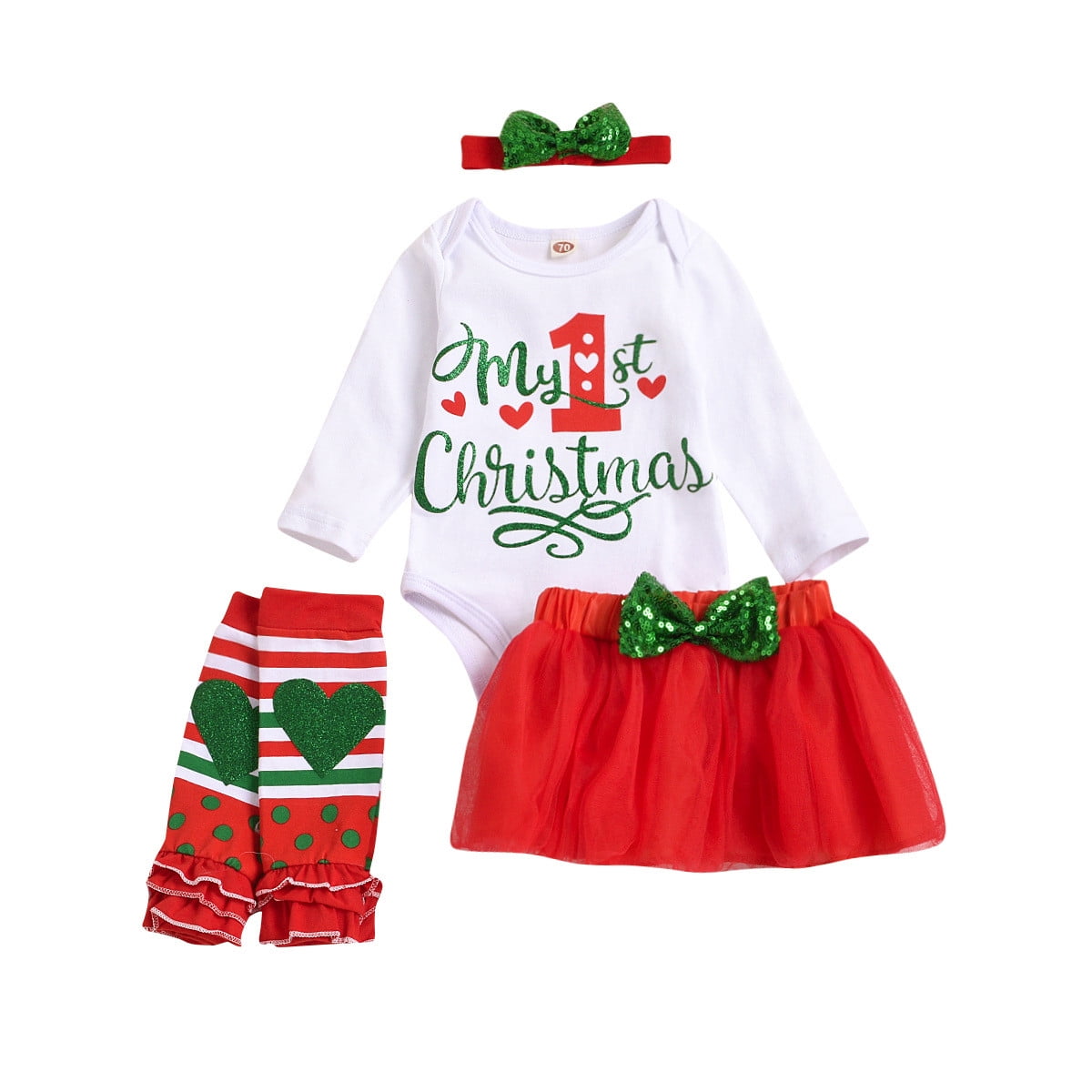 Hwmodou Baby Outfits Girls Chiristmas Letters Prints Flare Long Sleeves ...