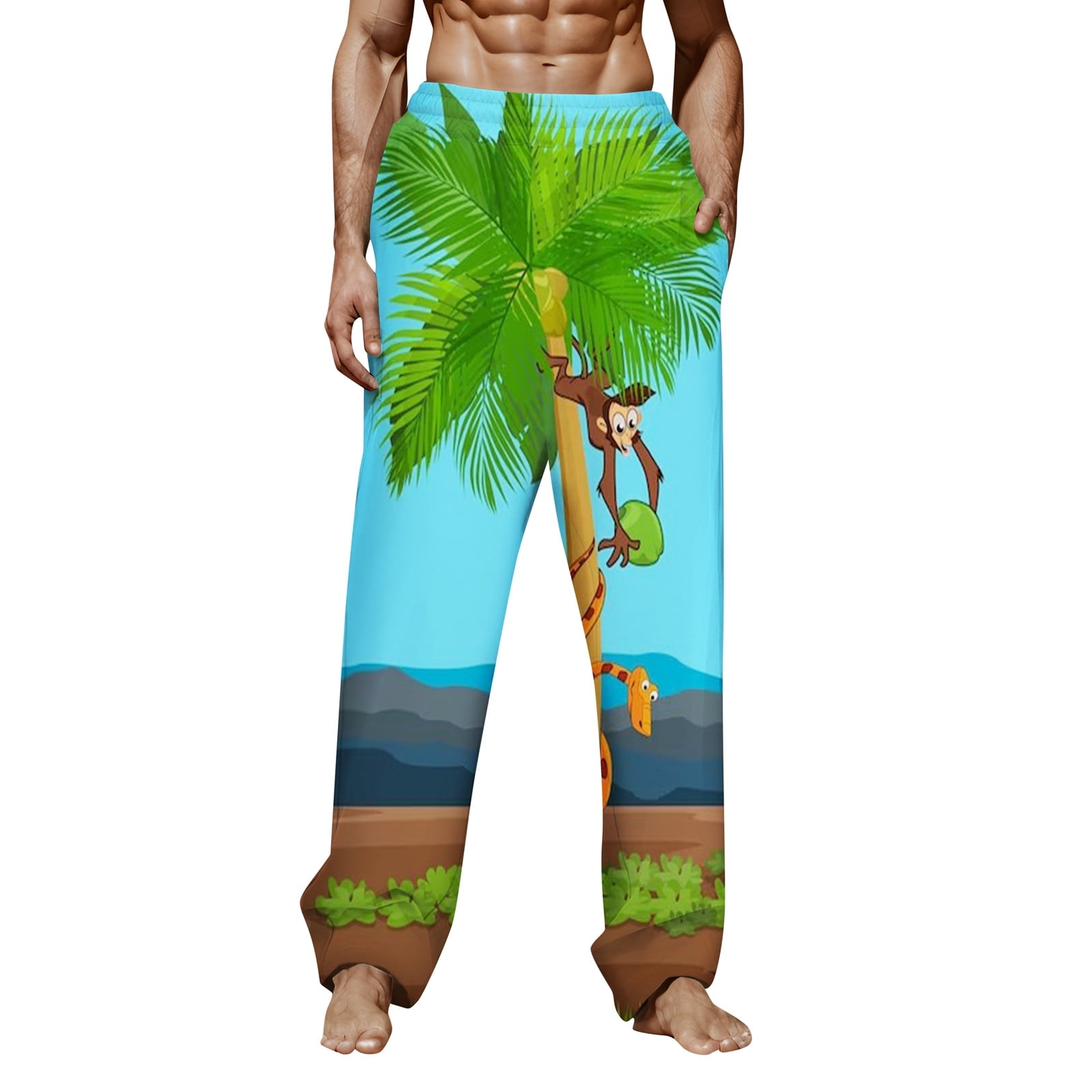 Hwmodou Cargo Pants For Men Mens Spring Summer Independence Day Print Pajama Slacks Long Slacks
