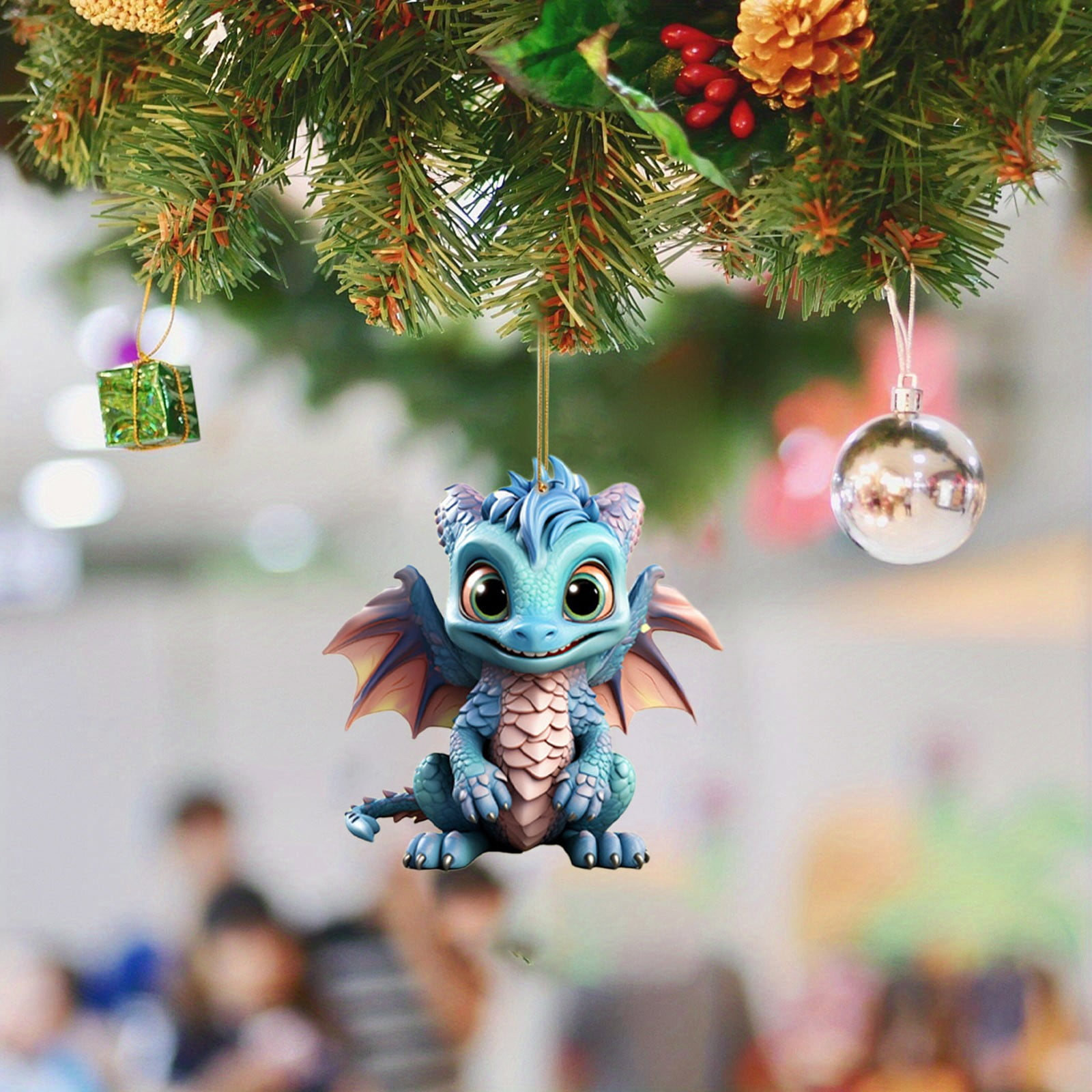 Hwmodou Christmas Decorations 2D Adorable Flying Dragon Baby Christmas ...