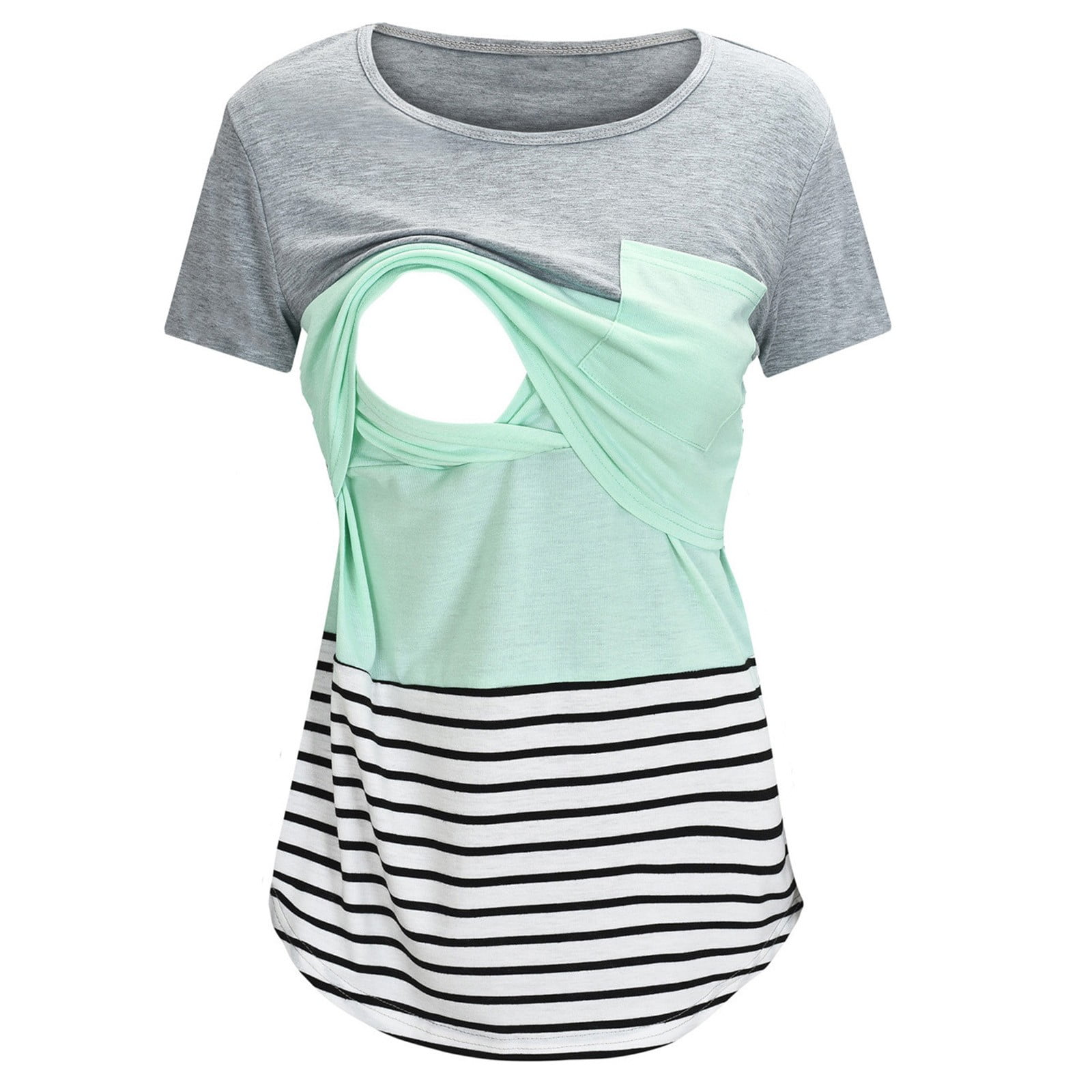 Hwmodou Female Pregnant T-Shirts Womens Maternity Short Sleeve Crew ...