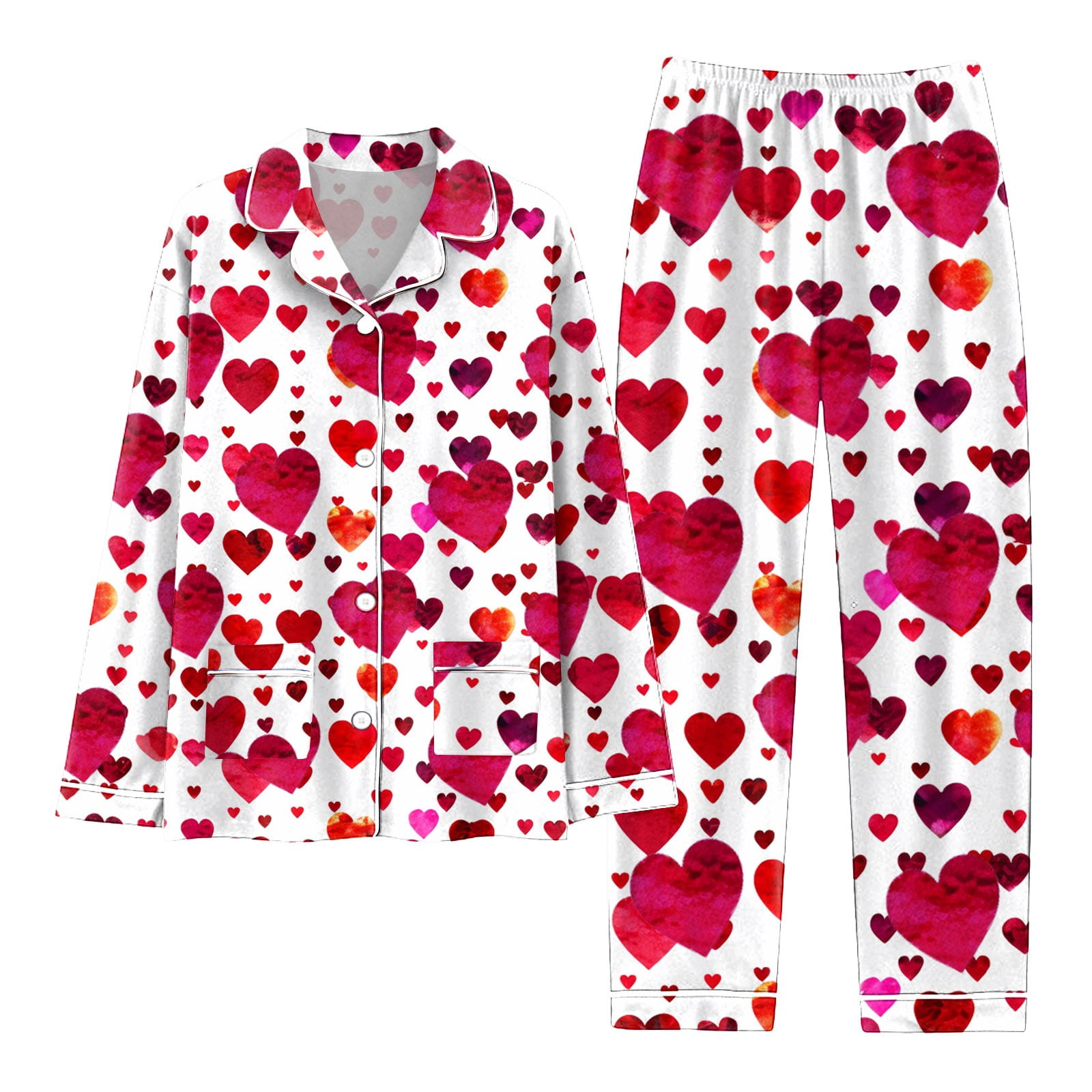 Hwmodou Female Sleepwears Valentine's Day Love Heart Printed Nightwear ...