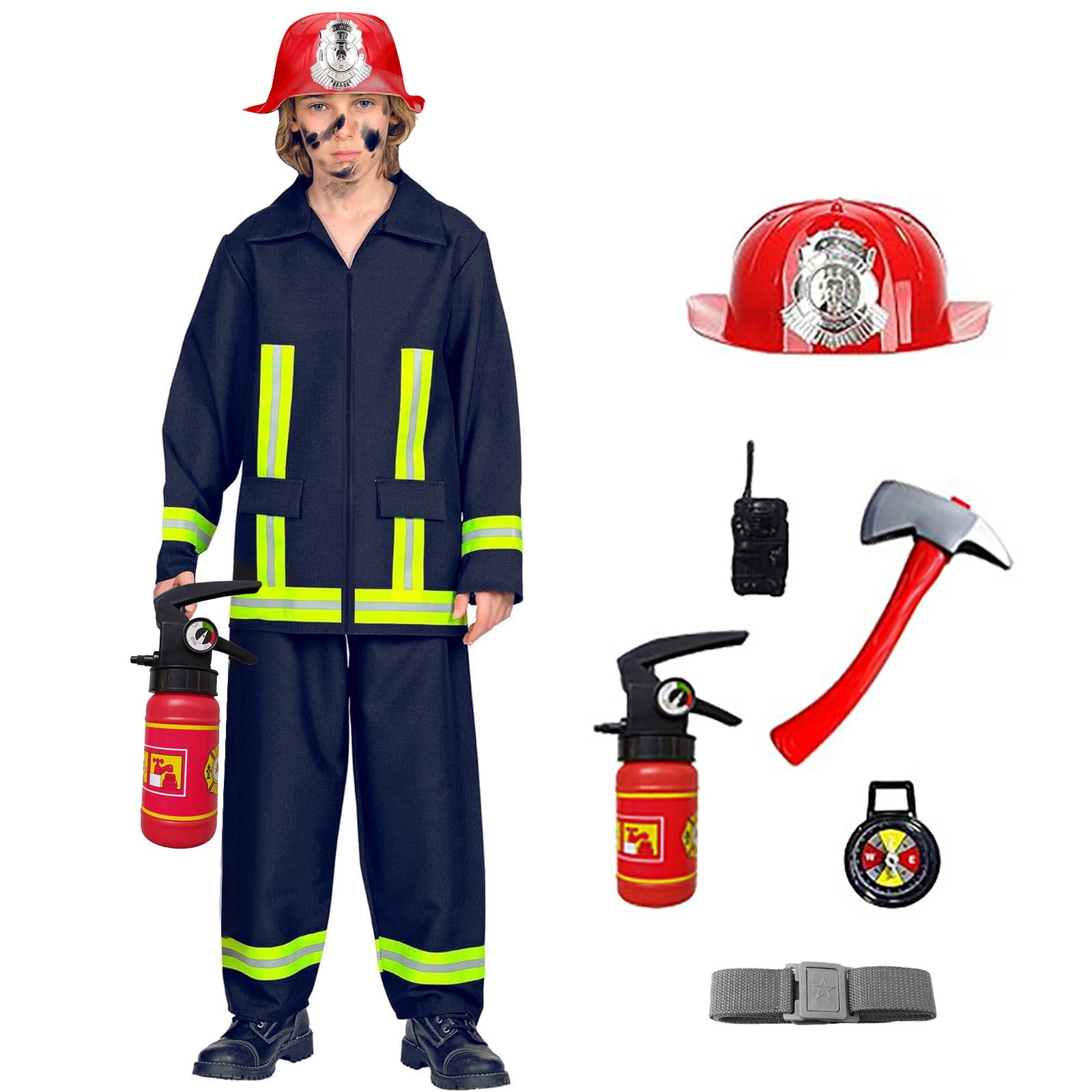 Hwmodou Girls Carnival Outfits Set 8PC Fireman Clothing Set Chief ...