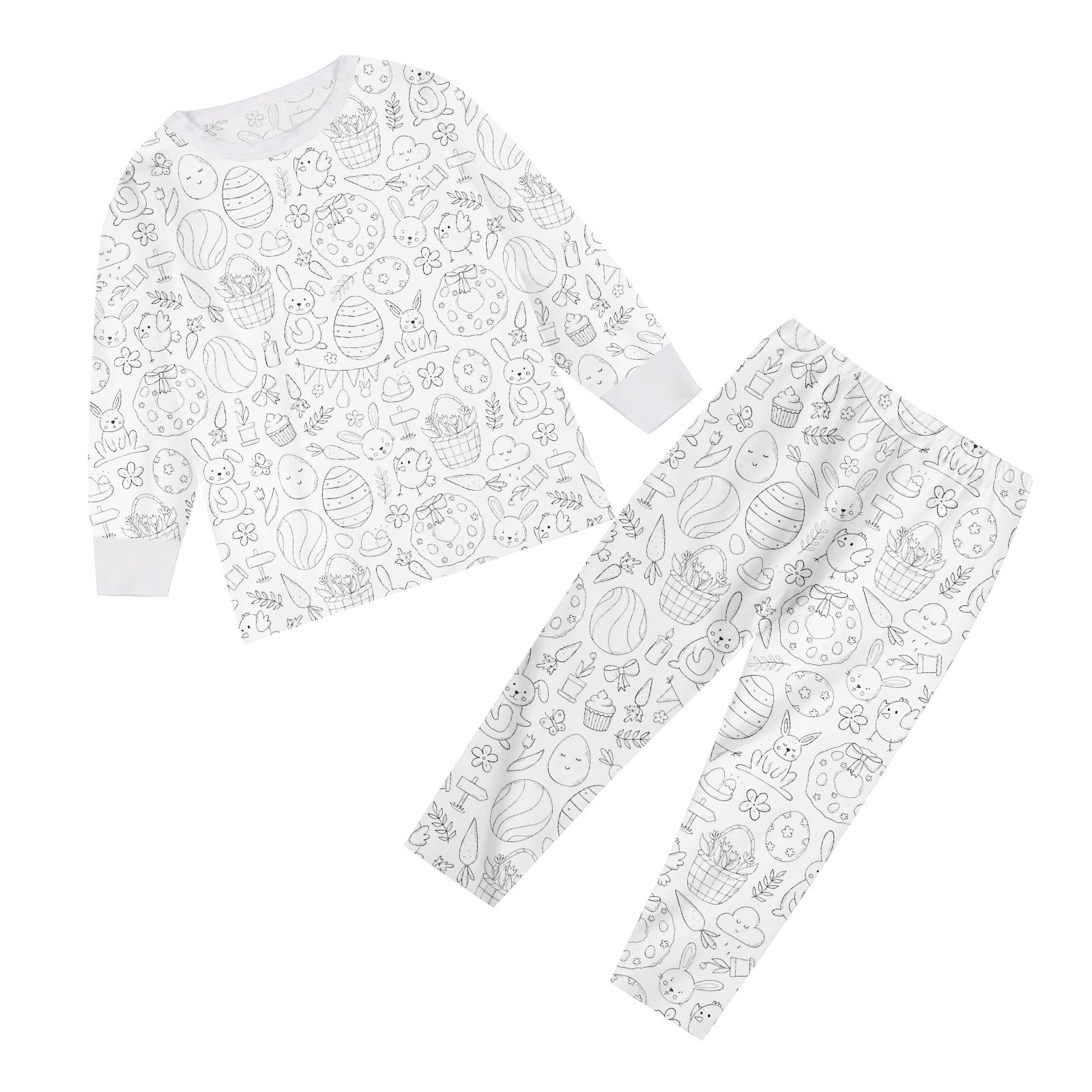 Hwmodou Girls DIY Hand Painted Colorable Homewear Set Colouring Pajama ...