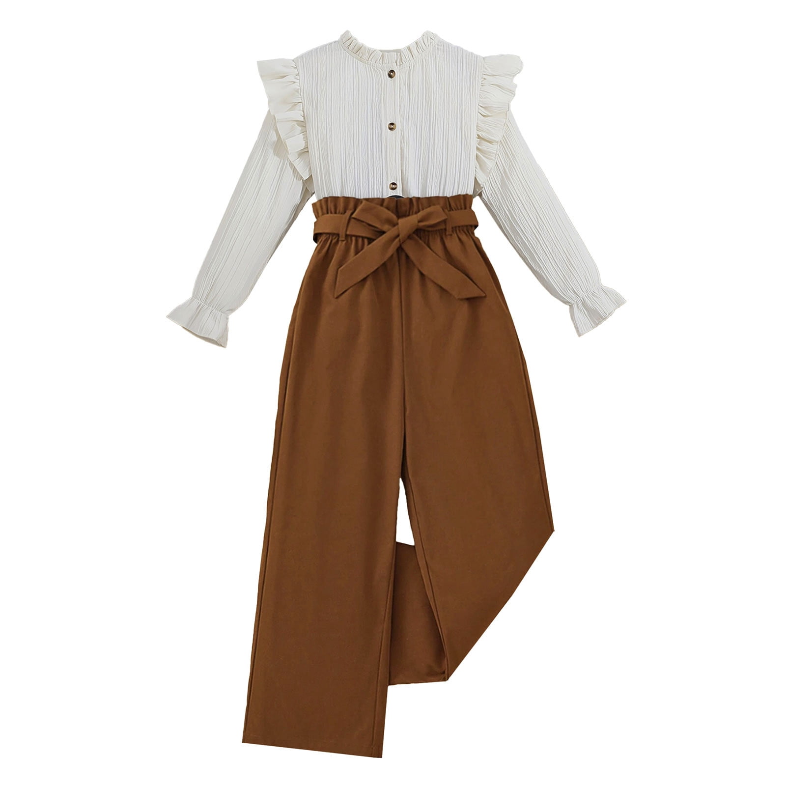 Hwmodou Girls Jumpsuits Girl Solid Color Soft Comfy Long Sleeve Wide ...
