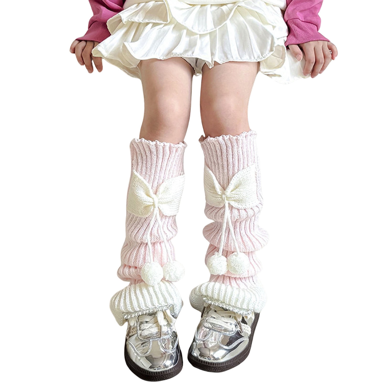 Hwmodou Kids Knit Leg Warmers Knitted Winter Loose Knee High Leg Bow ...
