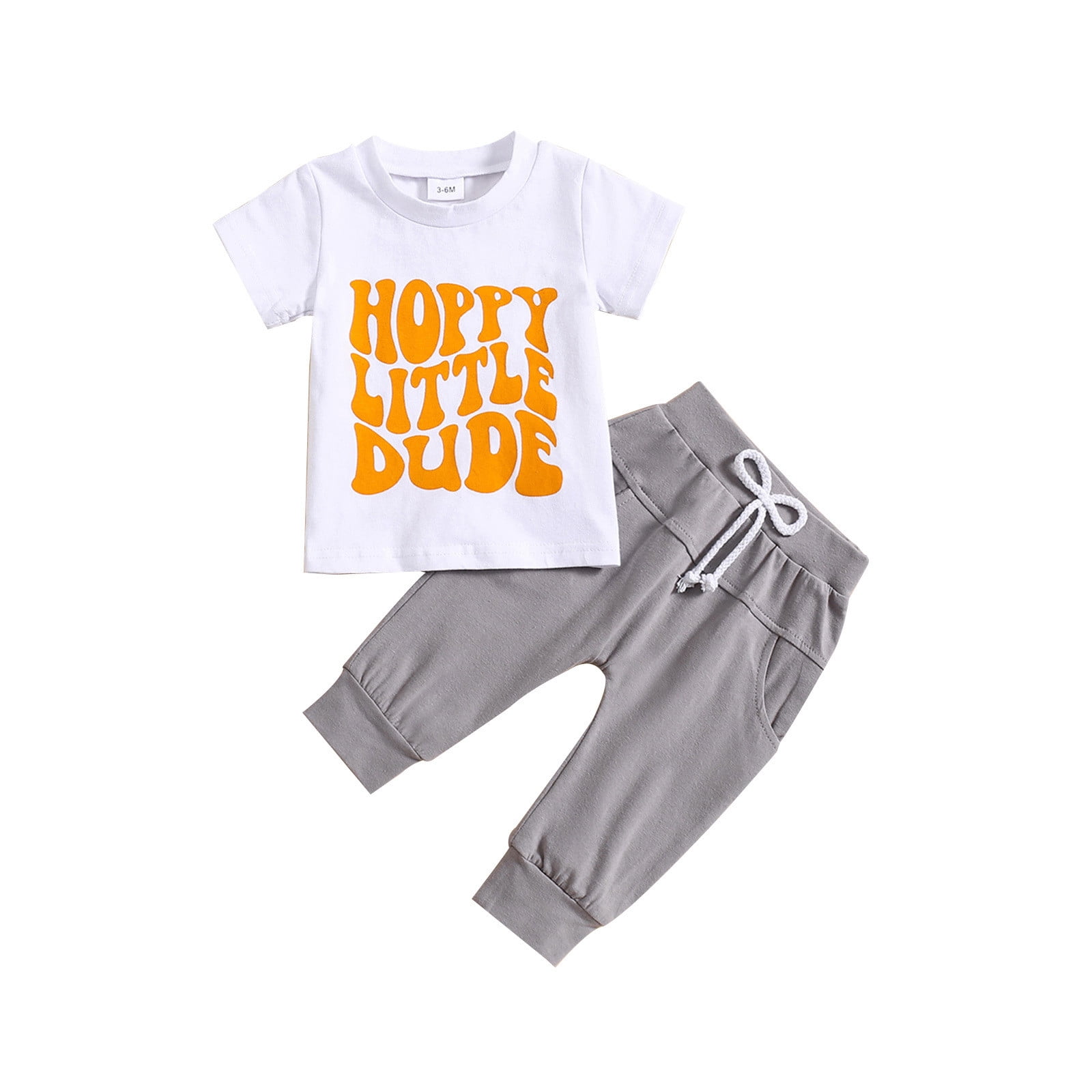 Hwmodou Little Children Outfits Boys Short Sleeve Letter Prints Tops And Pants Child 2PCS Set ...