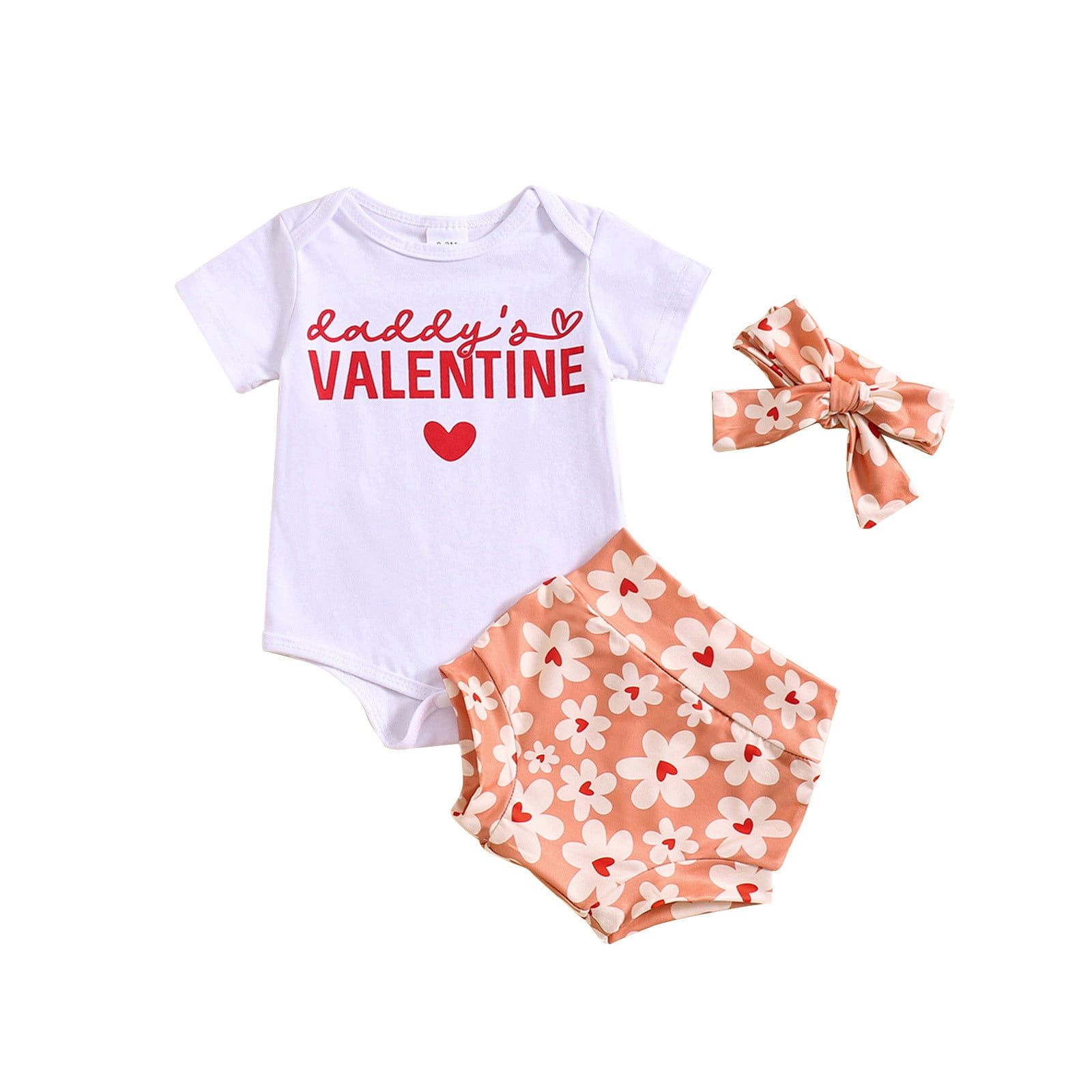 Hwmodou Little Children Outfits Girls Summer Short Sleeve Prints Tops Romper And Shorts 3PCS ...