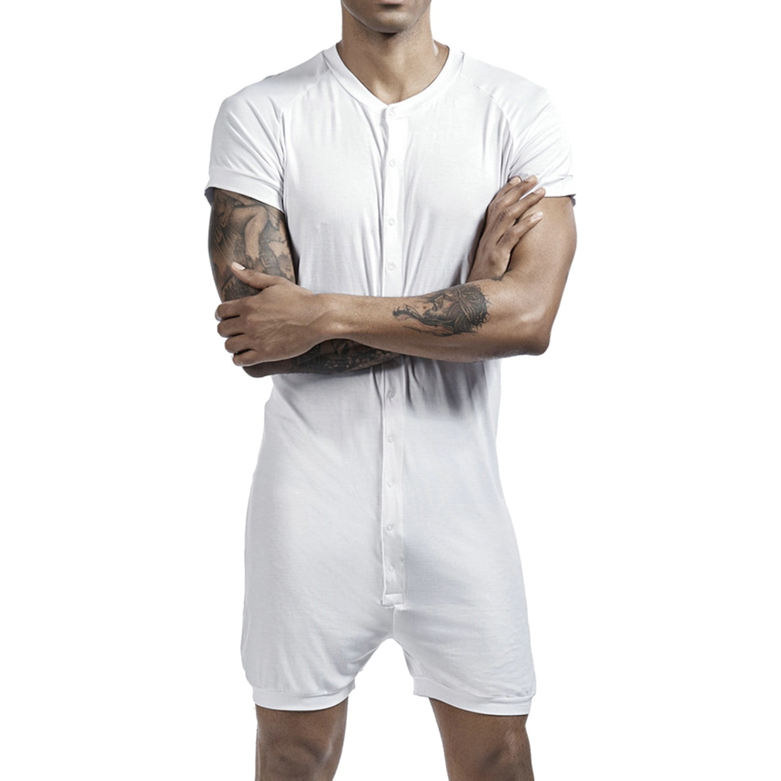 Hwmodou Male Jumpsuits Male Spring Tight Jumpsuit Clothes Short Sleeve ...