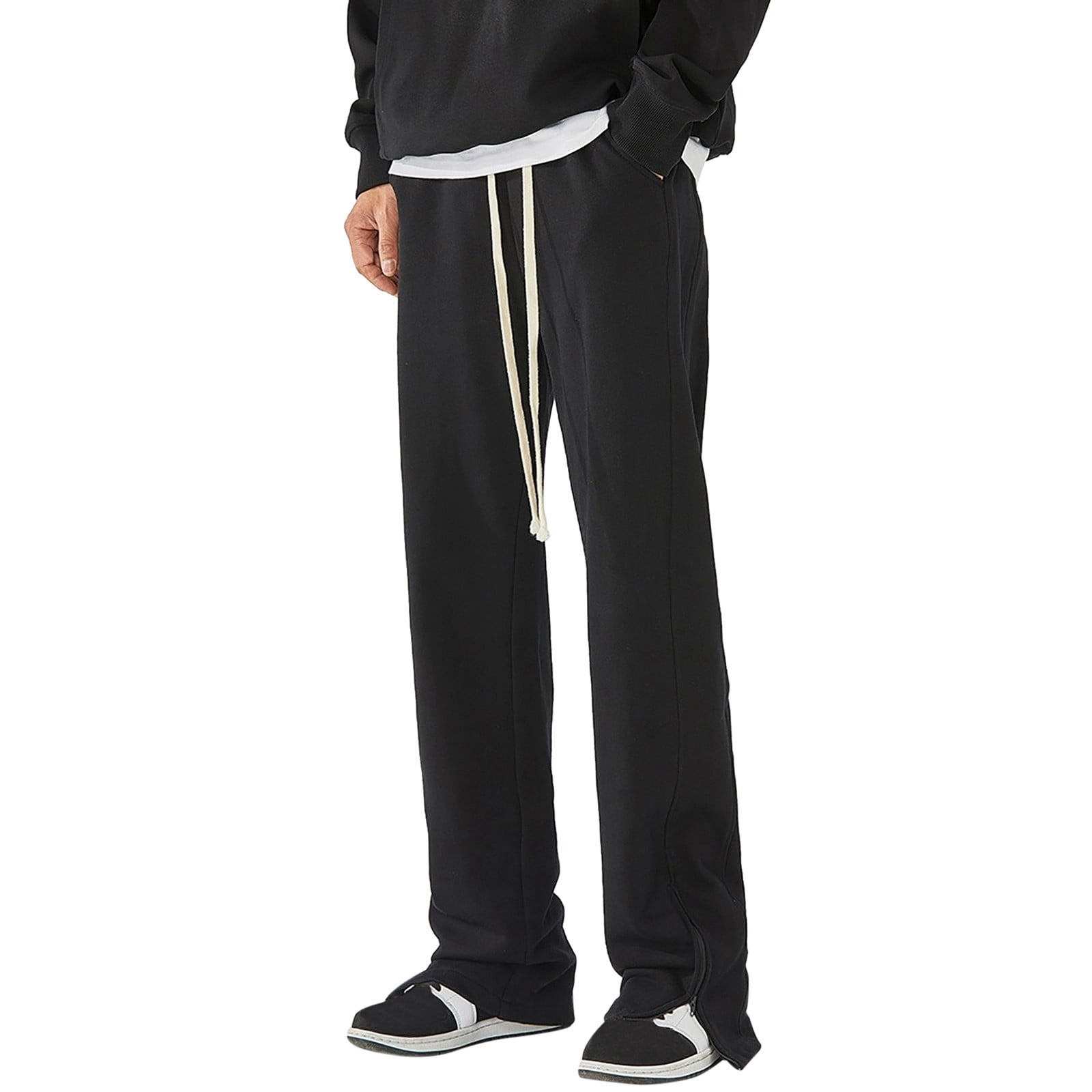 Hwmodou Male Pants Men's Solid Color Sports Slacks Lace Up Casual ...