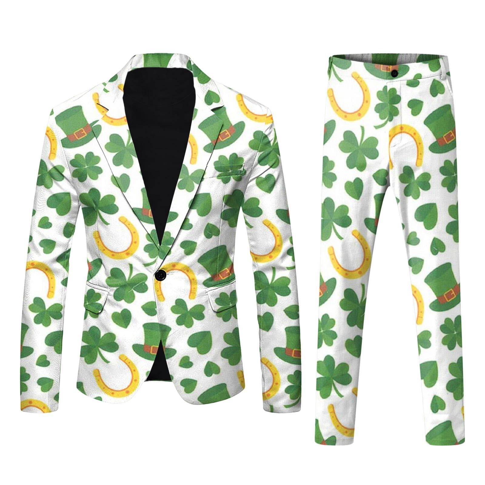 Hwmodou Men Disco Outfits Mens St Patricks Day 3D Digital Printed Suit ...