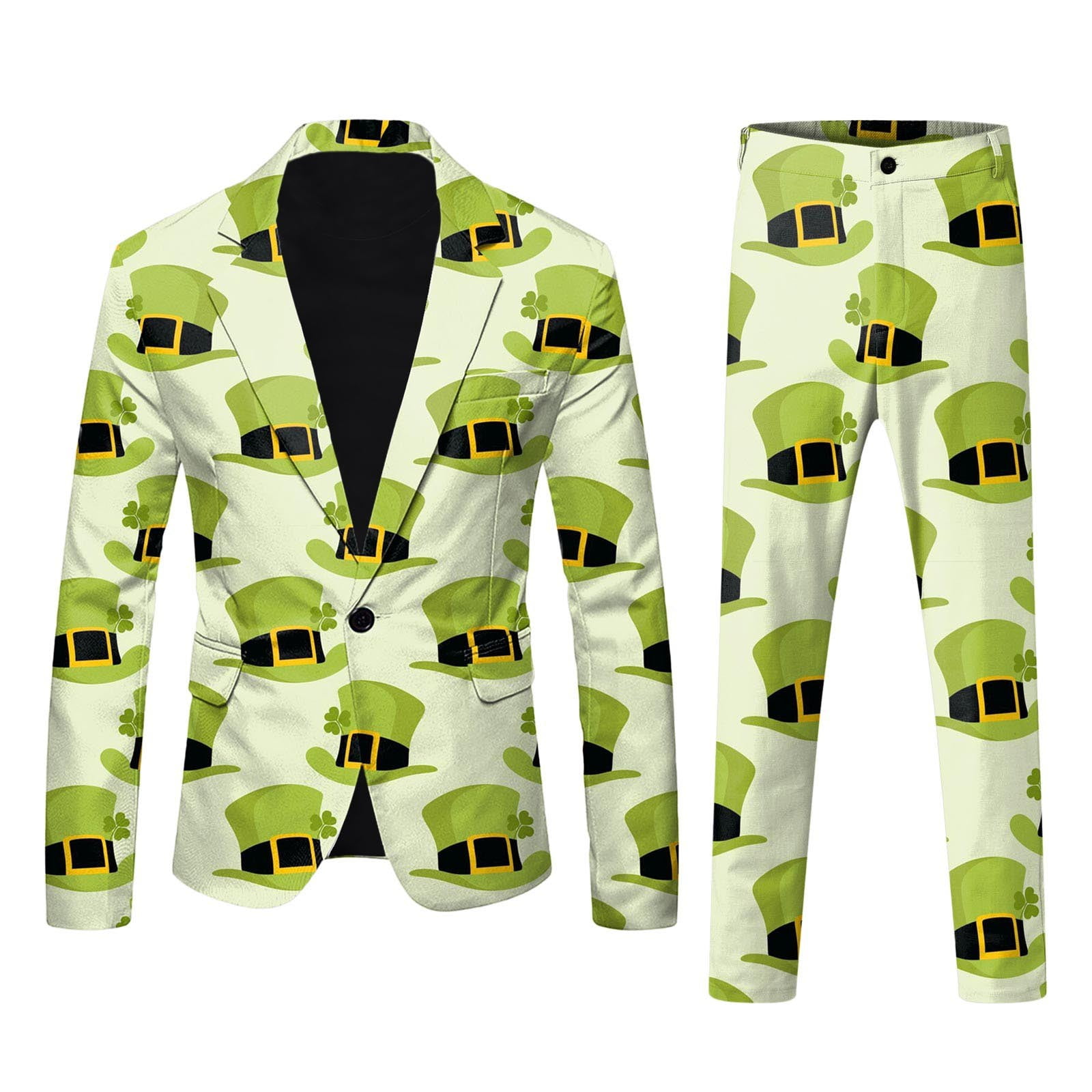 Hwmodou Men Disco Outfits Mens St Patricks Day 3D Digital Printed Suit ...