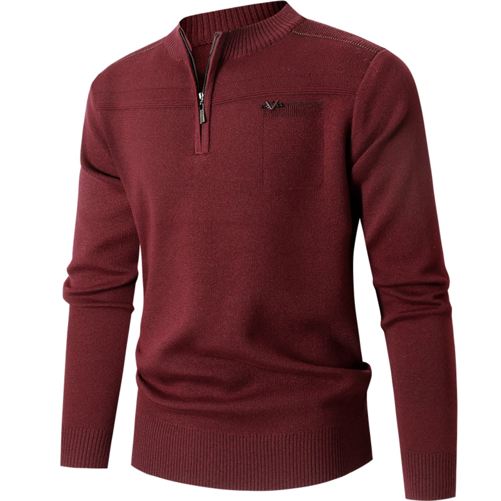 Hwmodou Men Jackets Male Autumn Winter Stand Up Collar Half Zip Sweater ...