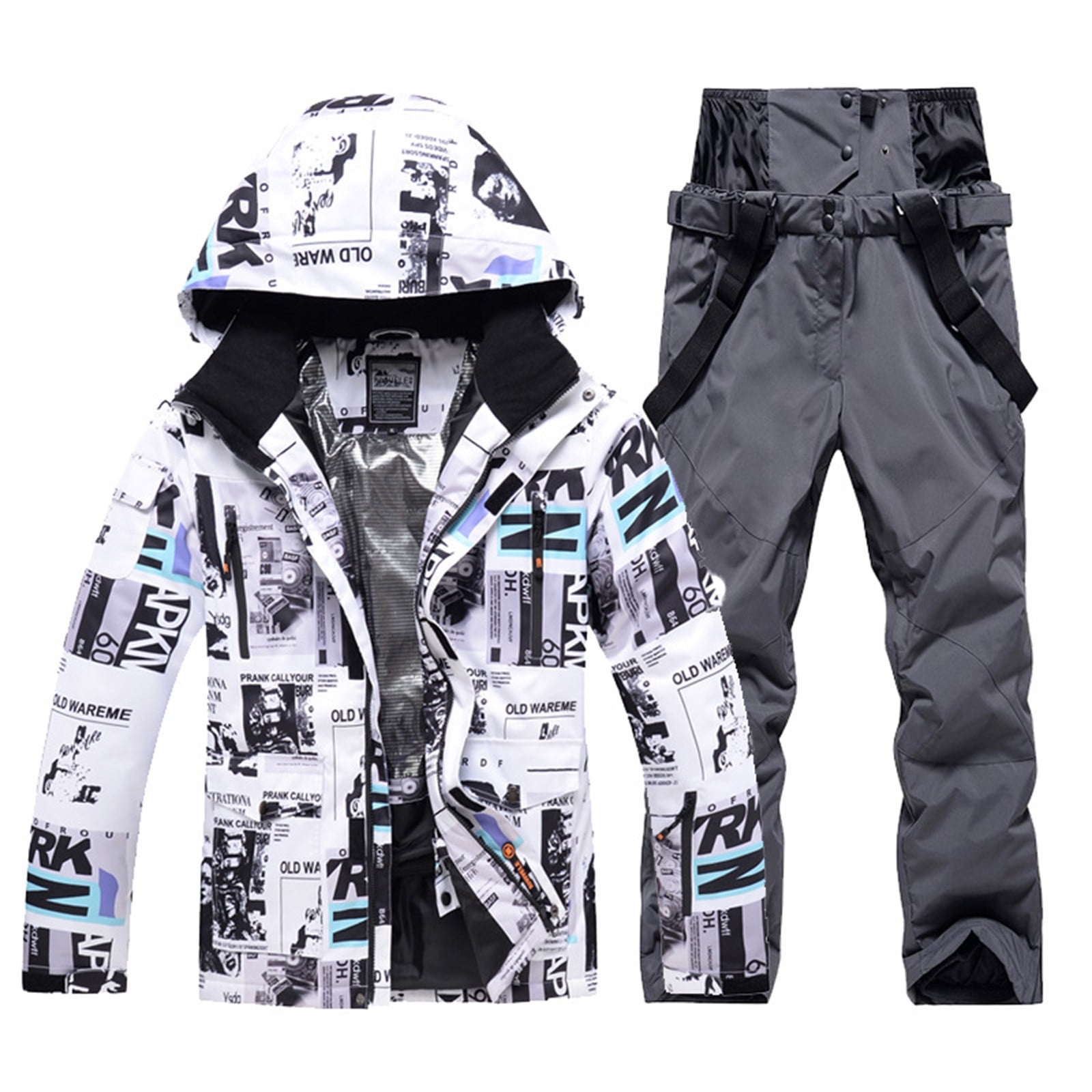 Hwmodou Men Outfits Men's And Men's Ski Jackets And Pants Set Windproof Insulated Snowsuit ...