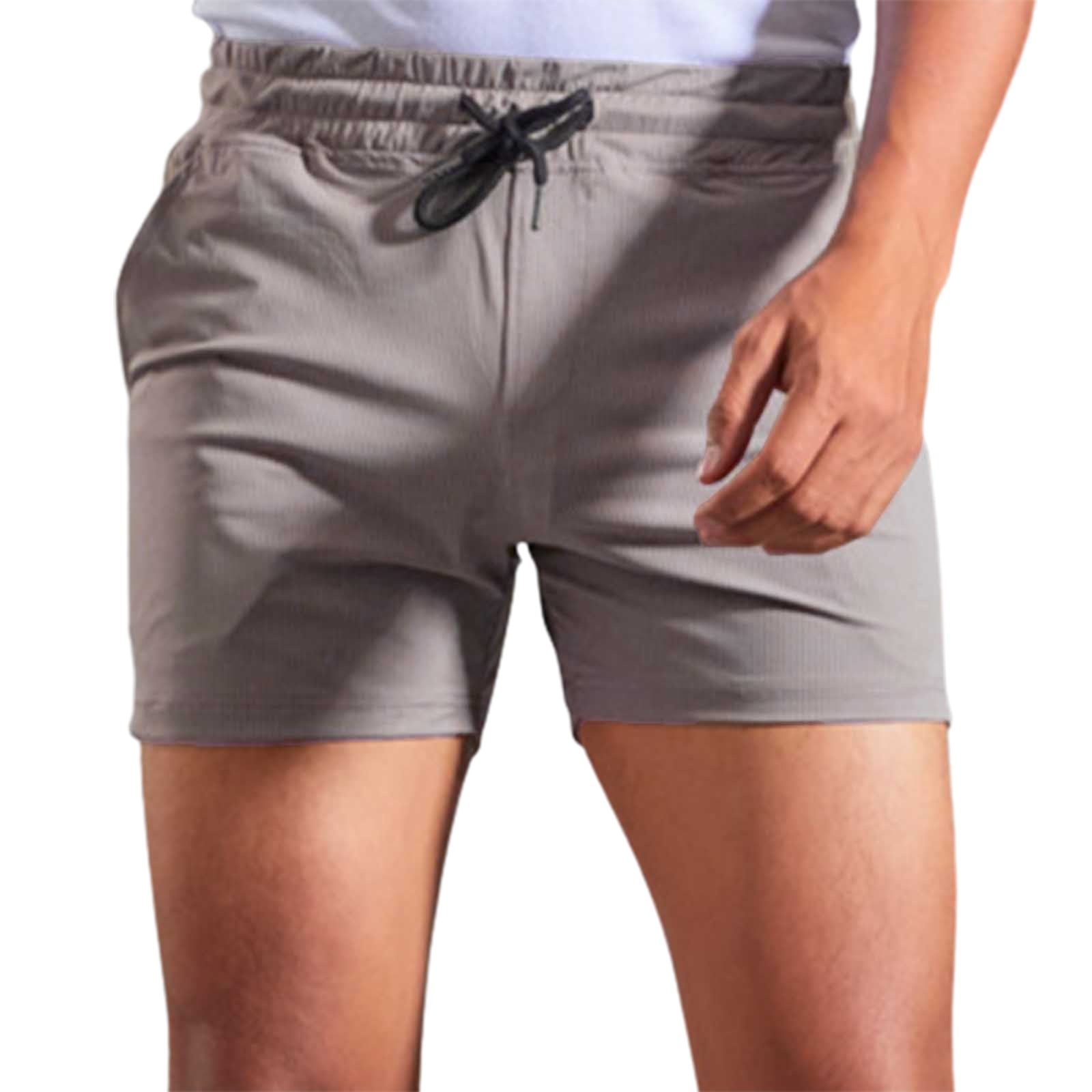 Hwmodou Men Pants Workout Male Solid Color Striped Shorts Three Quarter ...