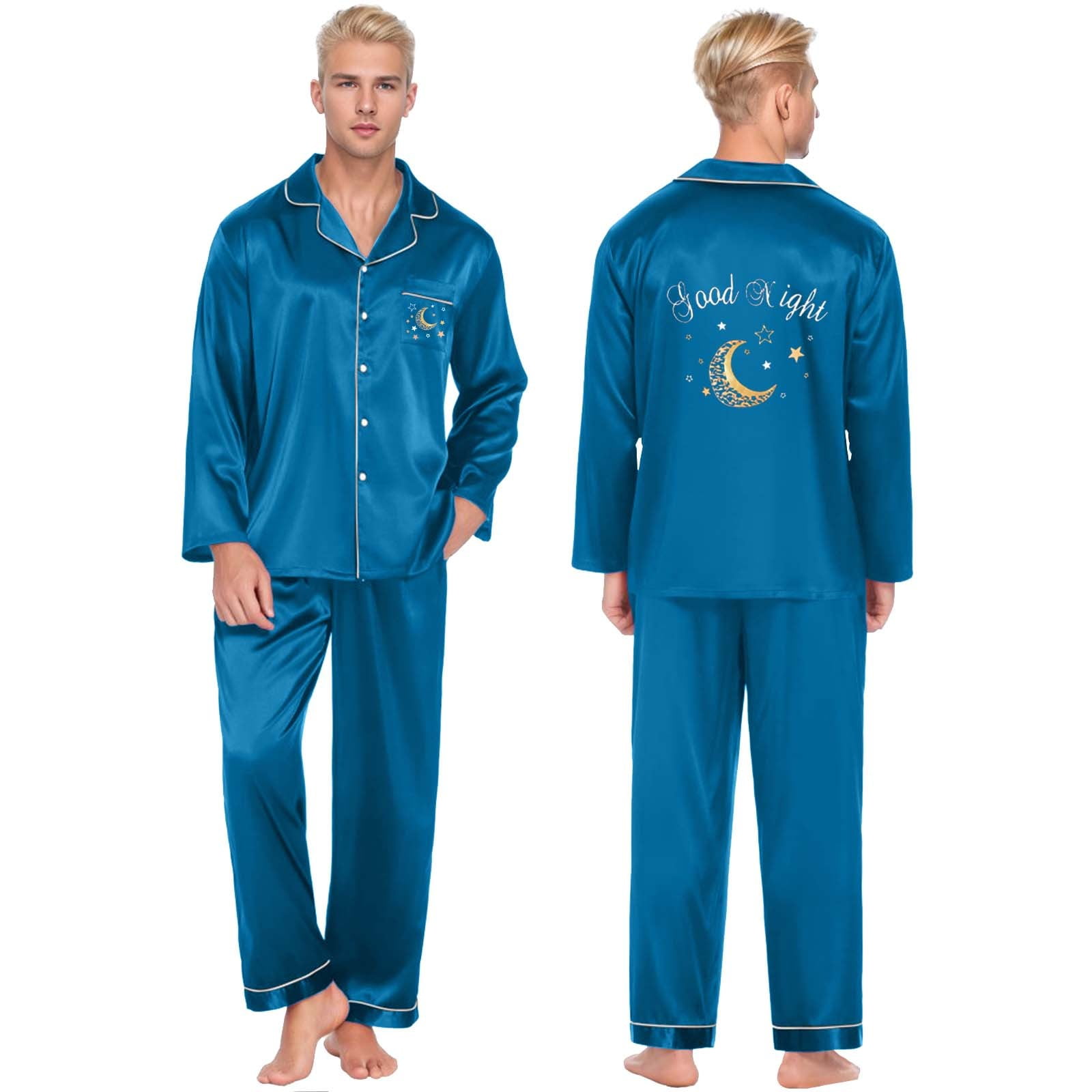 Hwmodou Mens Sleepwears Valentine's Day Love Heart Cute Printed Solid ...