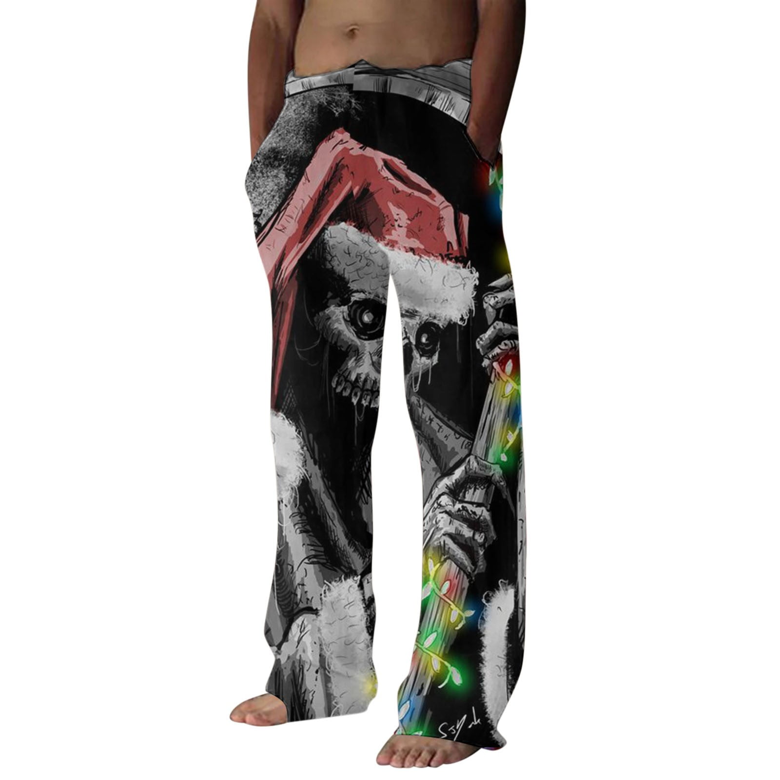 Hwmodou Mens Xmas Pants Autumn Winter Christmas Home Fully Printed ...